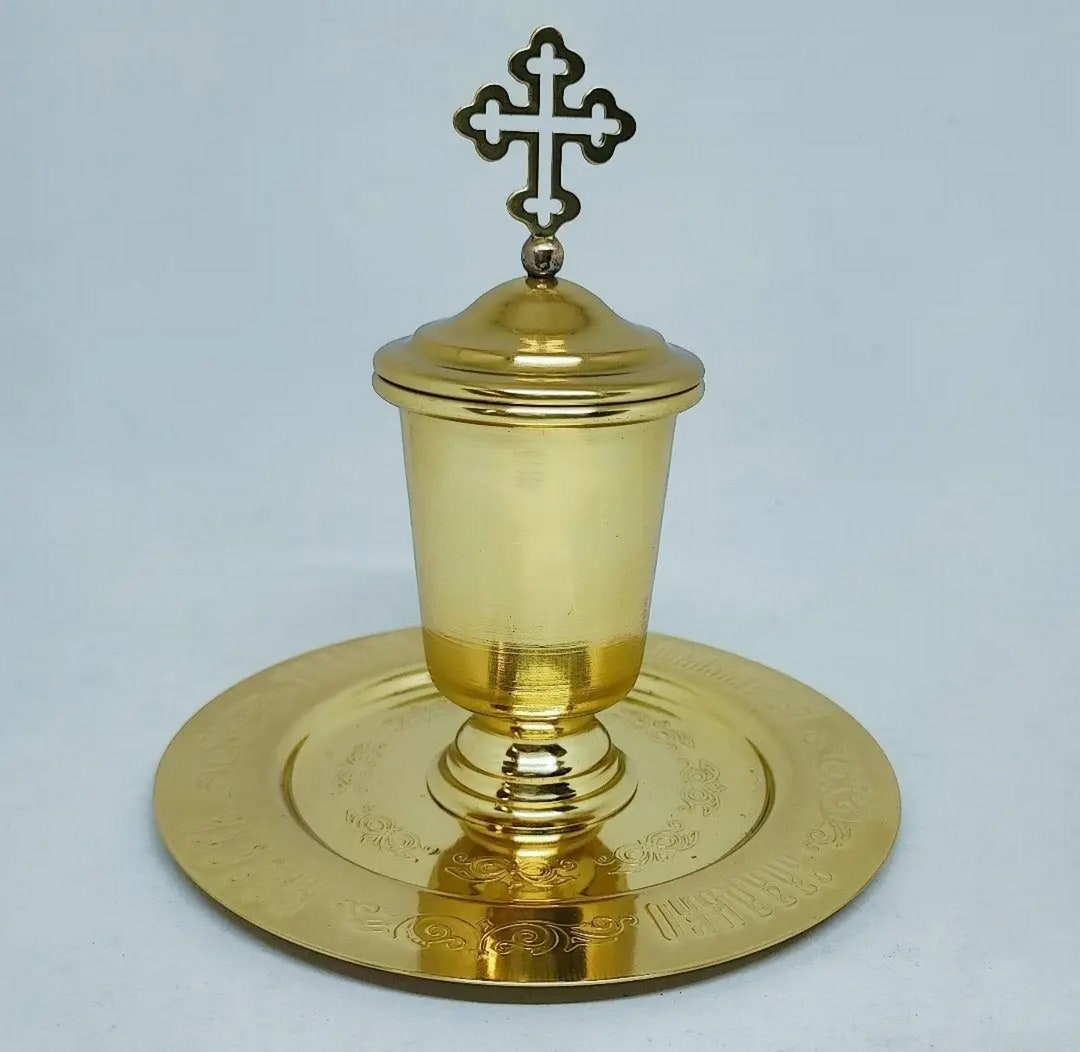 Gilded Bottle for Holy Oil | Anointing Set | Container for Oil | Priest ...