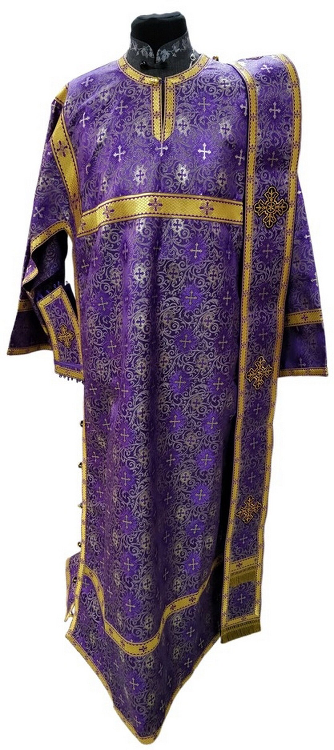 Brocade Deacon's Lilac Surplice With Orarion and Liturgical Cuffs 135 ...
