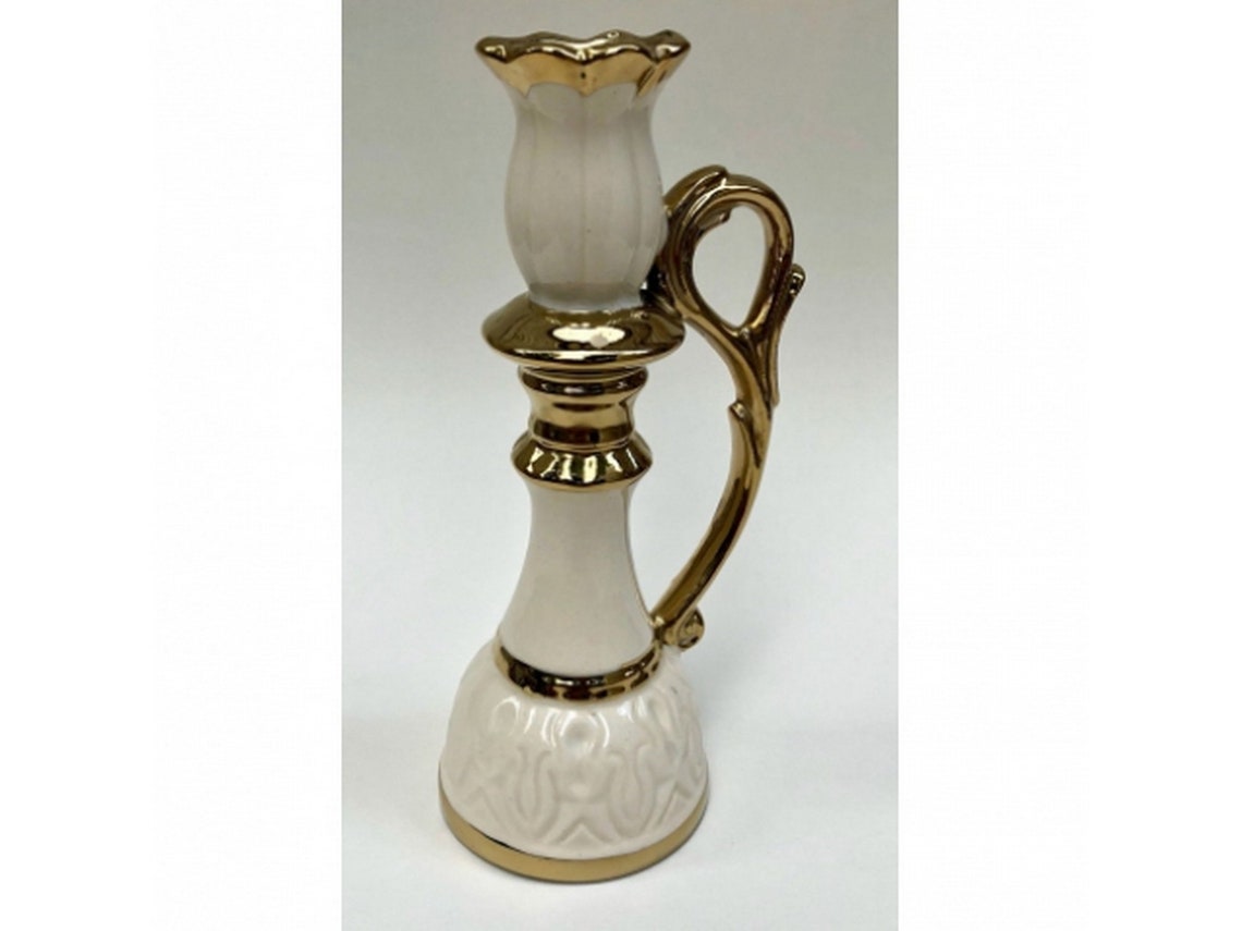 Candlestick Ceramic Candlestick Enamel Candlestick With Gold Candle ...