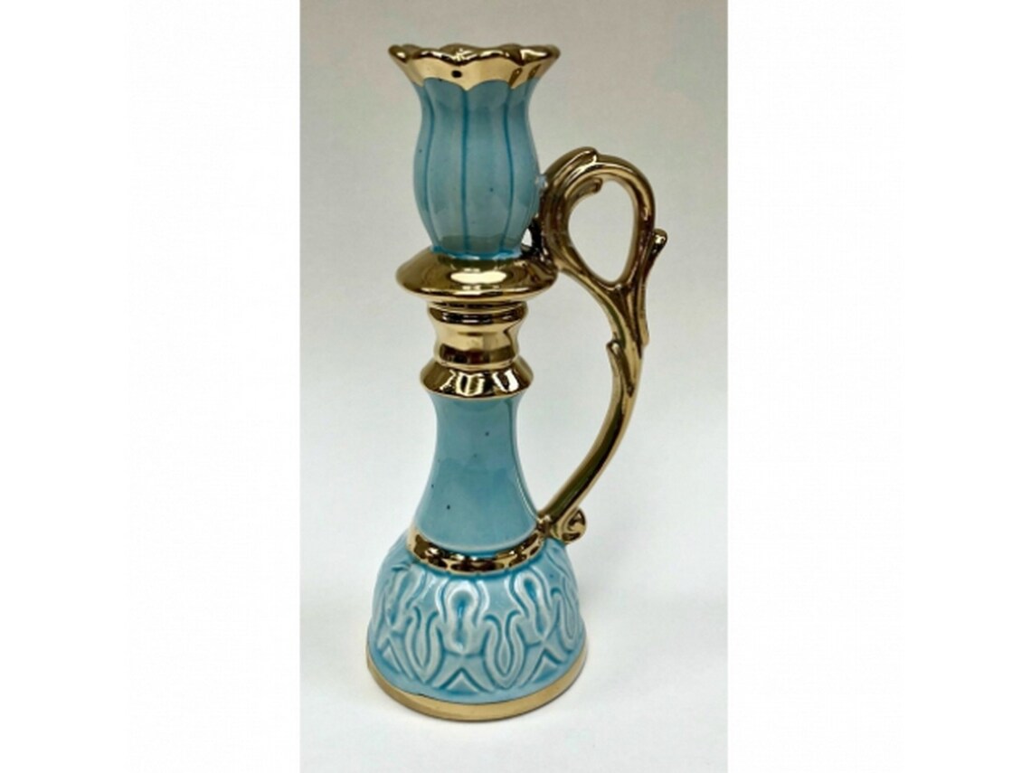 Candlestick Ceramic Candlestick Enamel Candlestick With Gold Candle ...