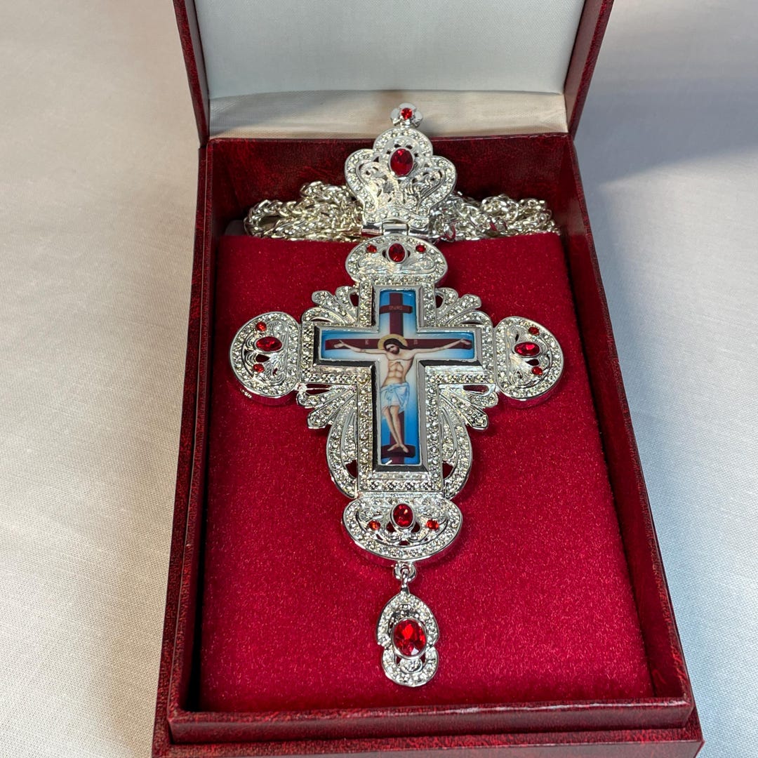 Priest Metal Pectoral Cross With Stones | Crucifixion | Pectoral Cross ...