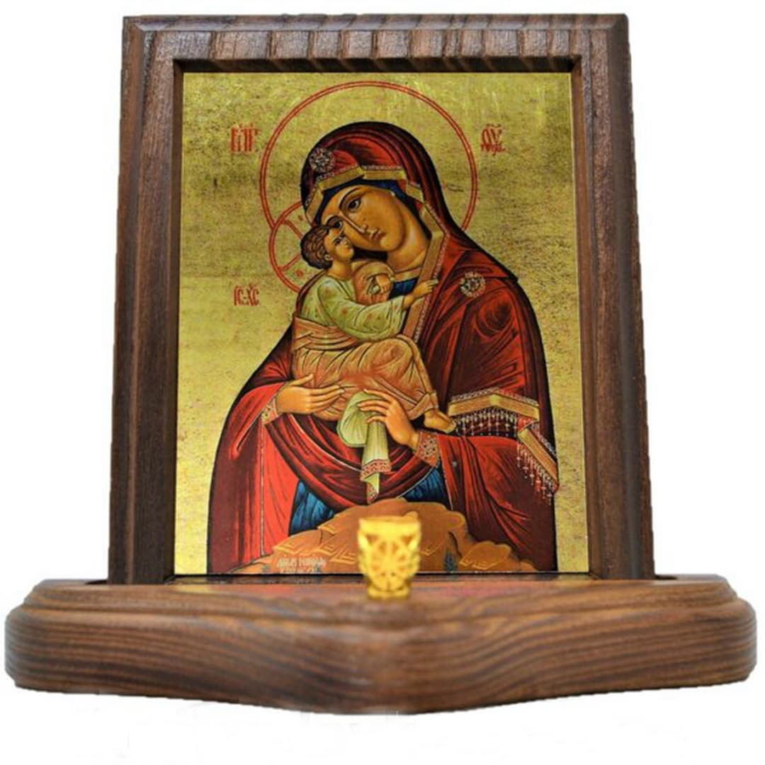Icon of the Virgin of Pochaev Wooden Icon on a Stand Ash - Etsy