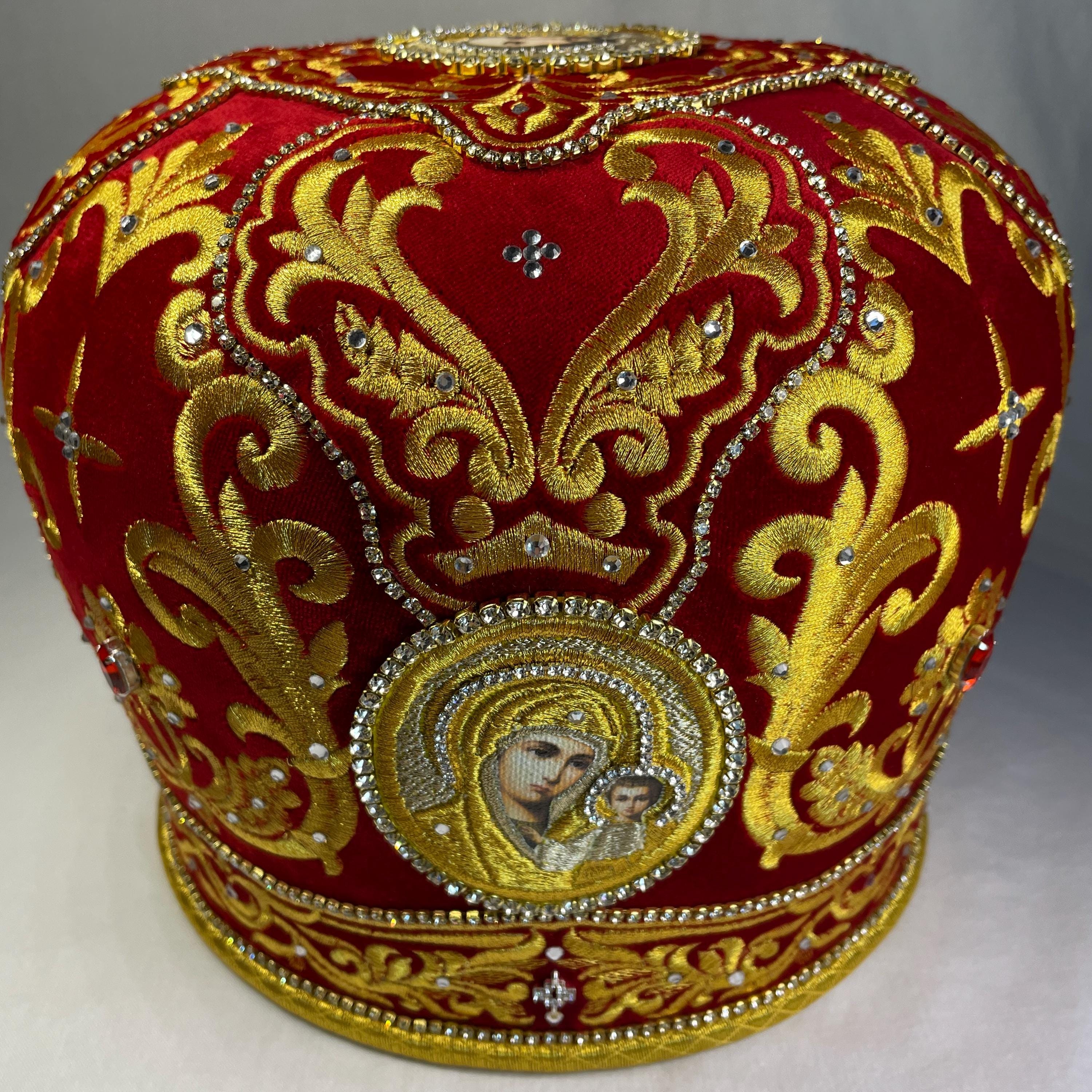 Priest Red-gold Miter Star | Quality Velvet Fabric Miter | Decorated ...