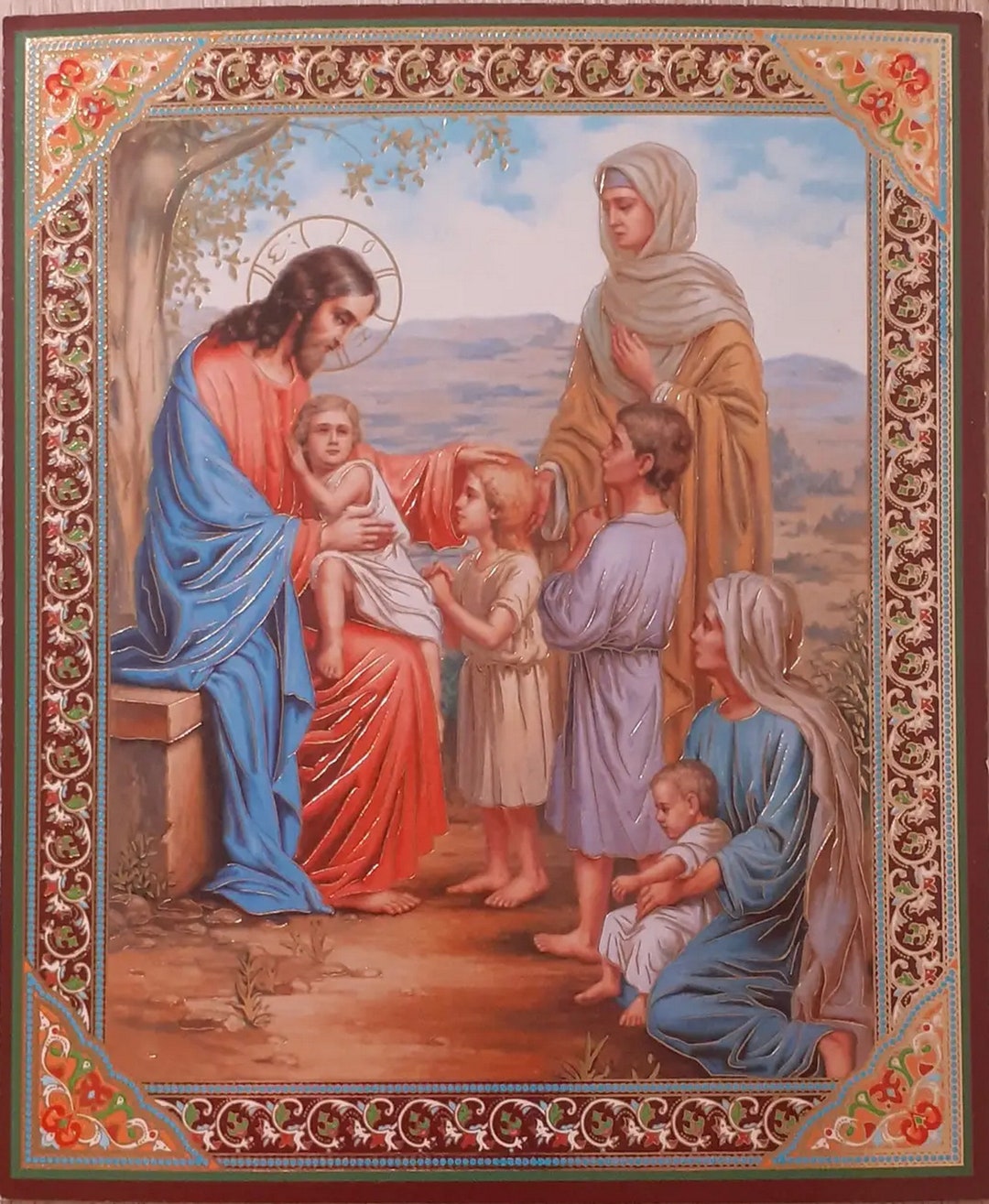 Paper Icon of Blessing Children | Icon With Enamel | Icon Orthodox ...