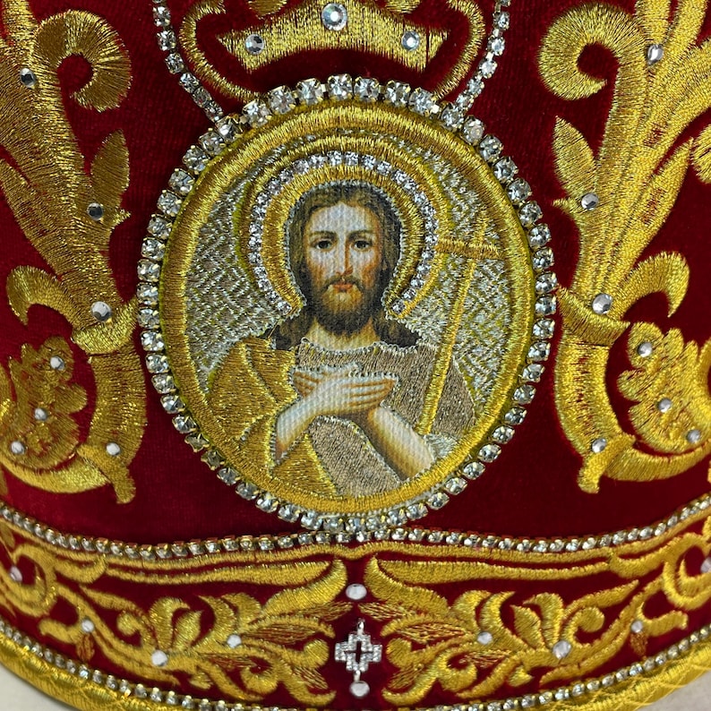 Priest Red-gold Miter Star | Quality Velvet Fabric Miter | Decorated ...