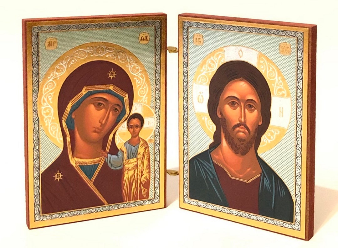 Folding Icon Jesus Christ Mother of God Byzantine Style Orthodox Icon ...