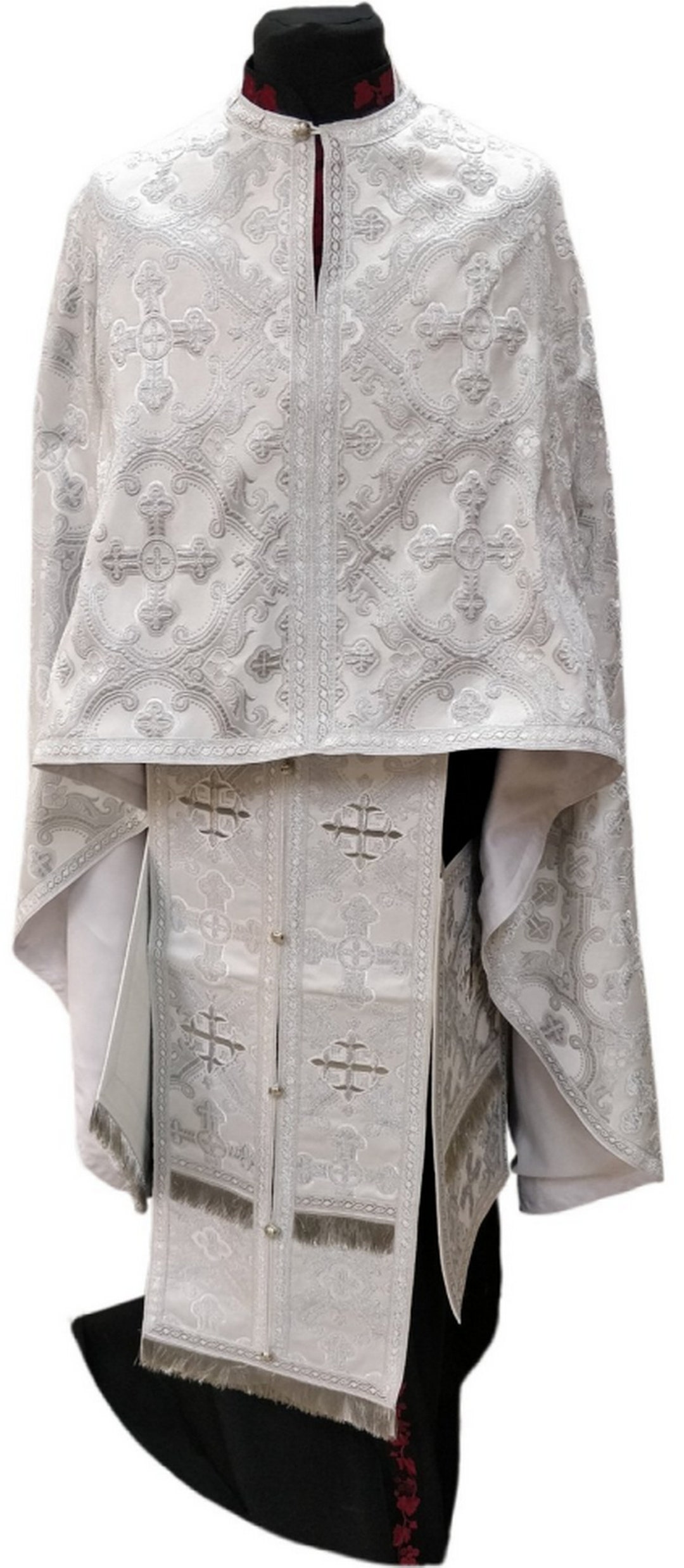 Priest White Silver Vestment Greek Cut | High-quality Brocade Fabric ...