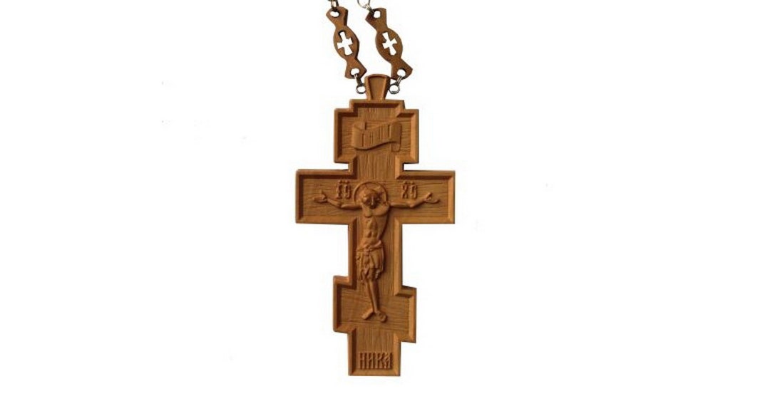 Priest's Cross Pectoral Cross Crucifixion Pectoral Cross Carved Wooden ...