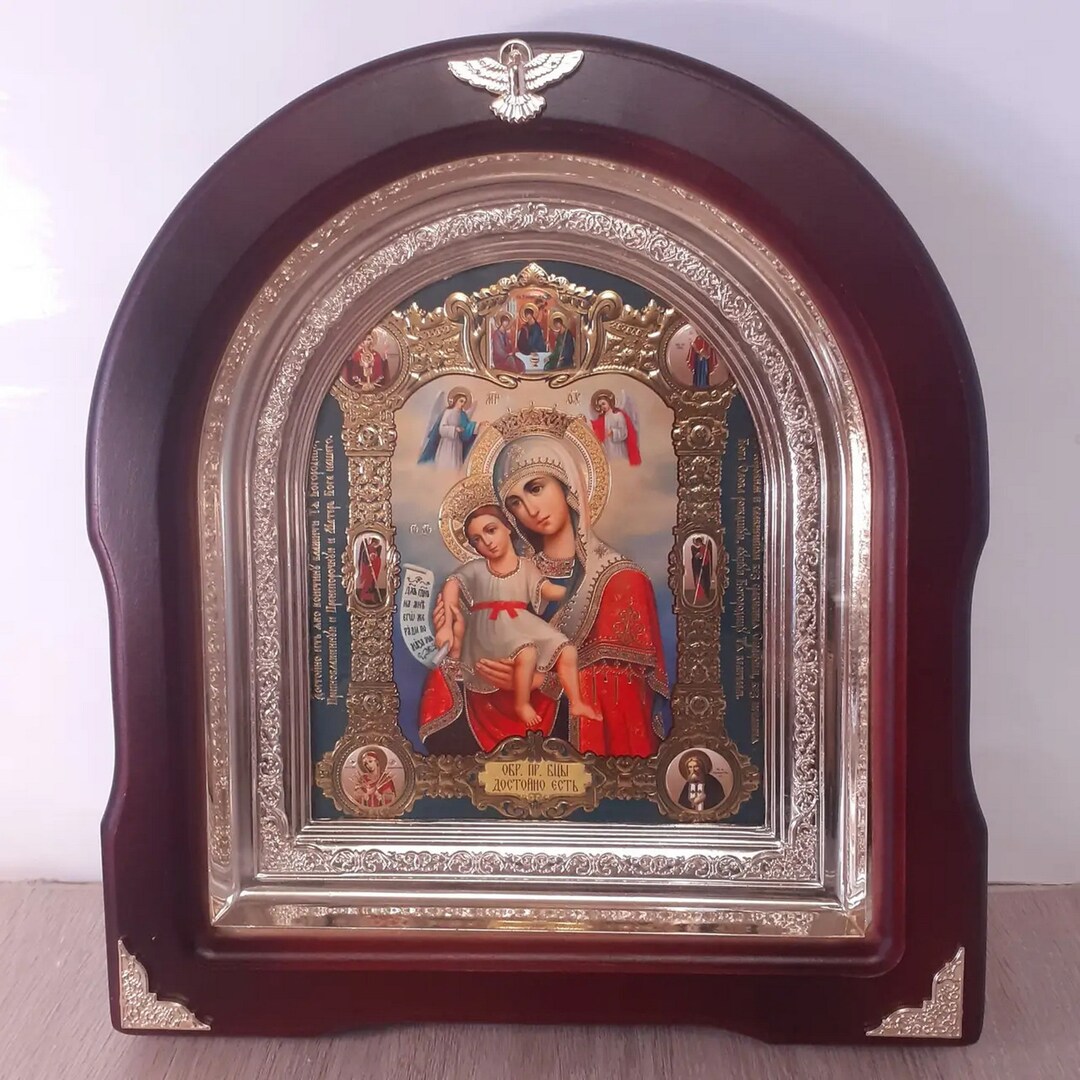 Icon 3D Effect Wooden Frame Arch Mother God Truly Meet Arch Wooden Icon ...