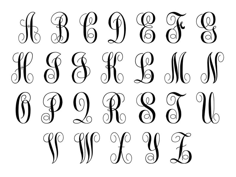 Monogram Curly Monogram Monogram Decal Monogram Car - Etsy