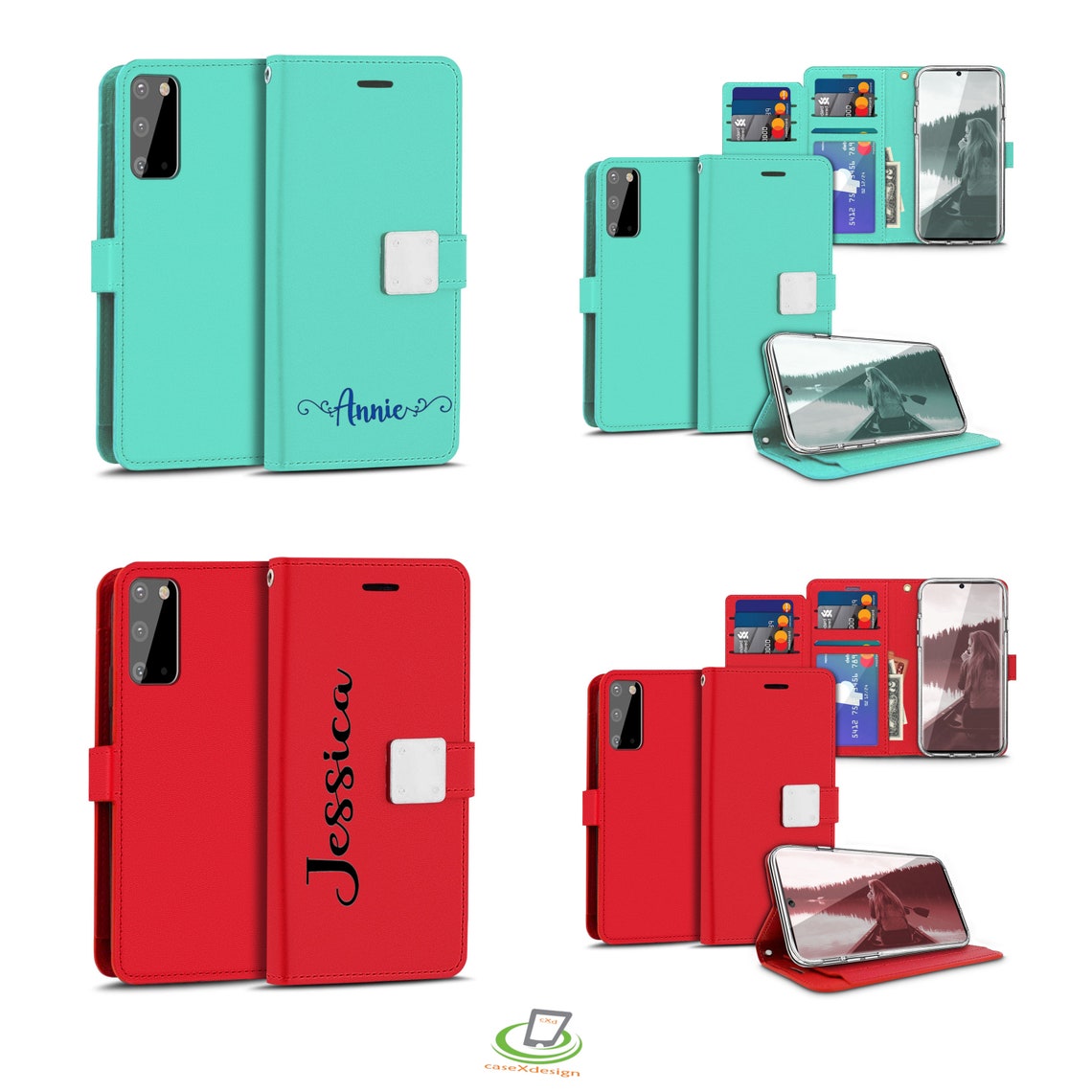 Leather Wallet Phone Case with Credit Card Holder Cash Storage | Etsy