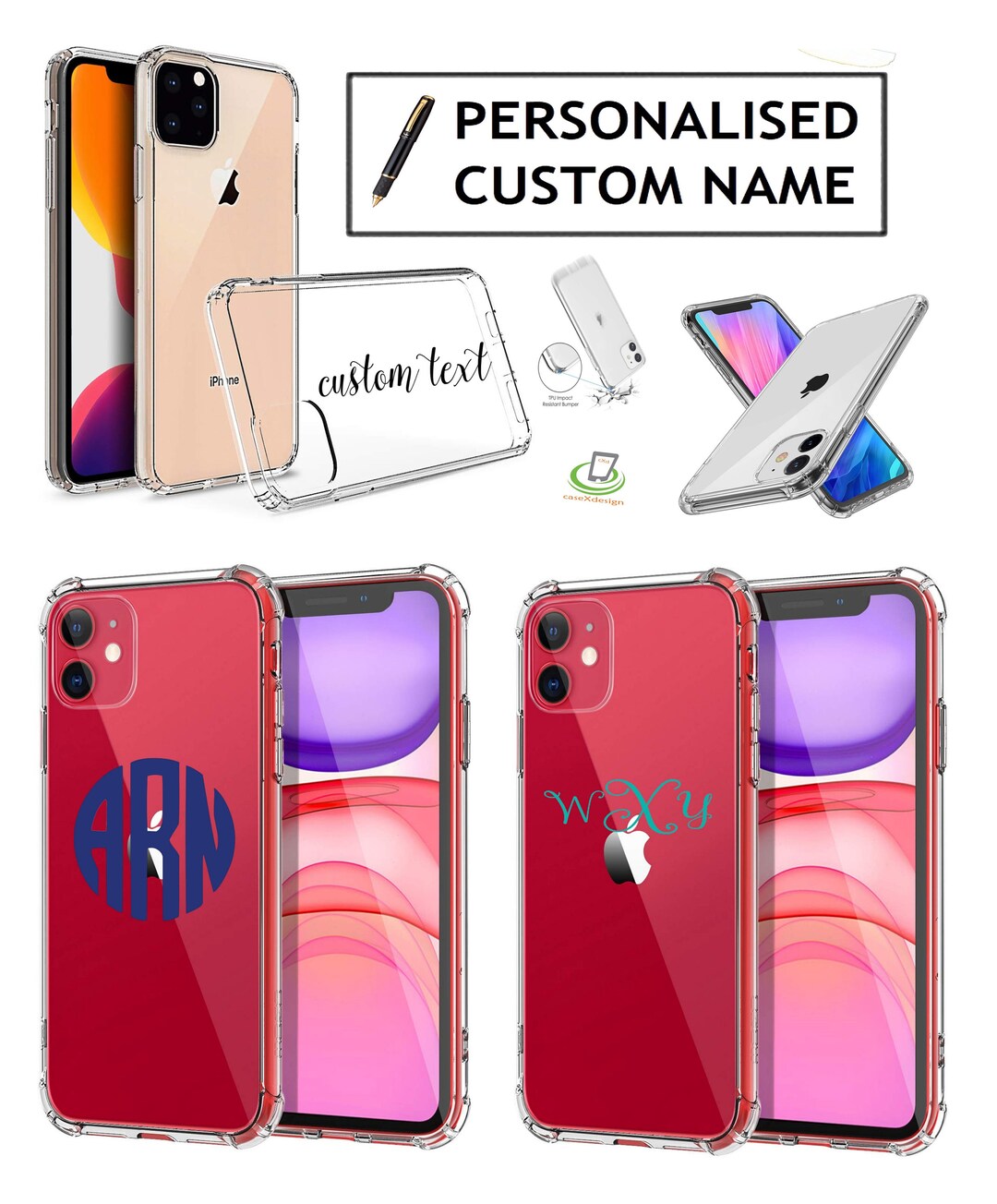 Personalized Custom MONOGRAM Initials Sticker Vinyl Phone Case TPU ...