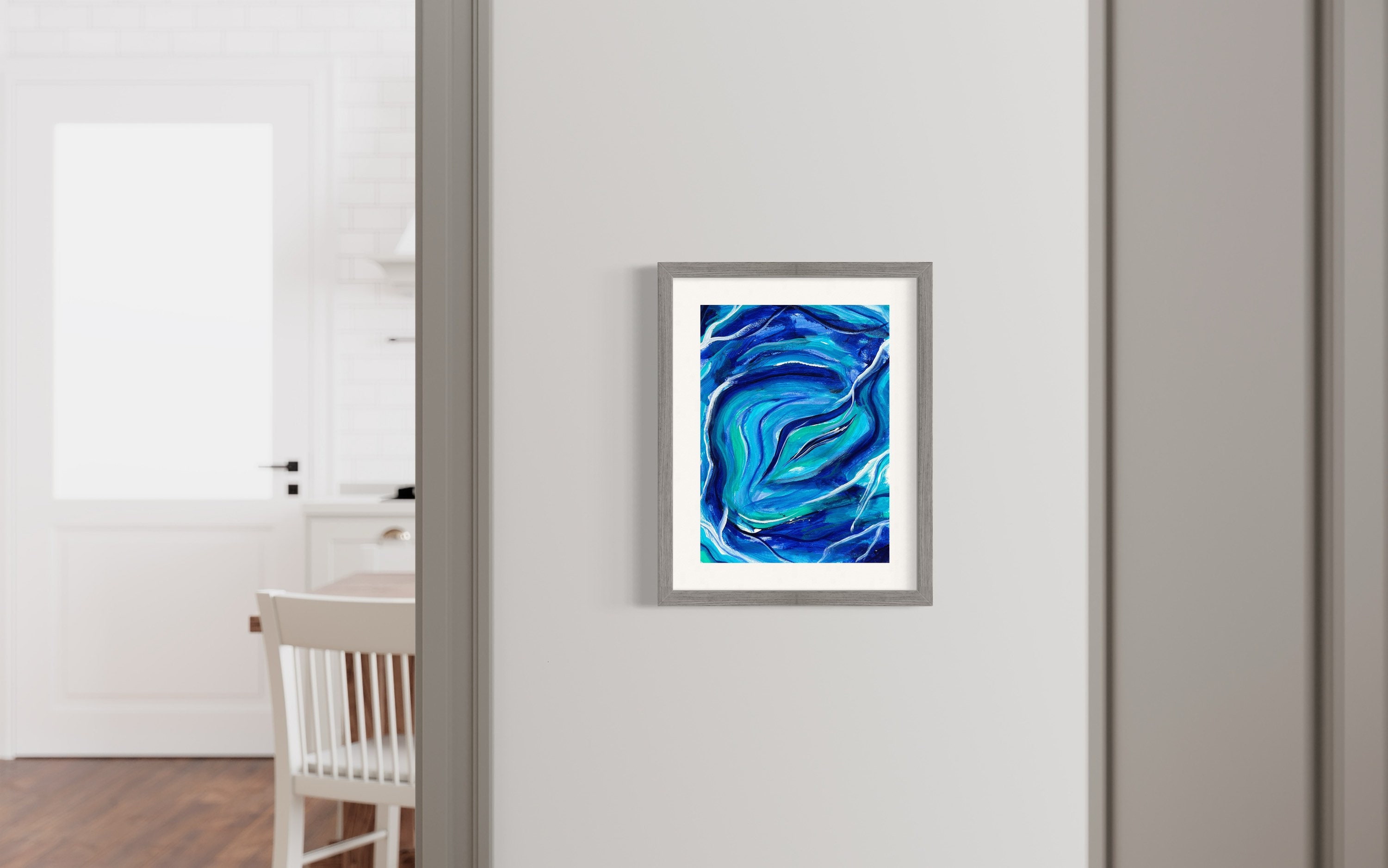 Calming Blue Abstract Painting Modern Art on Paper 11x15 Original Hand ...