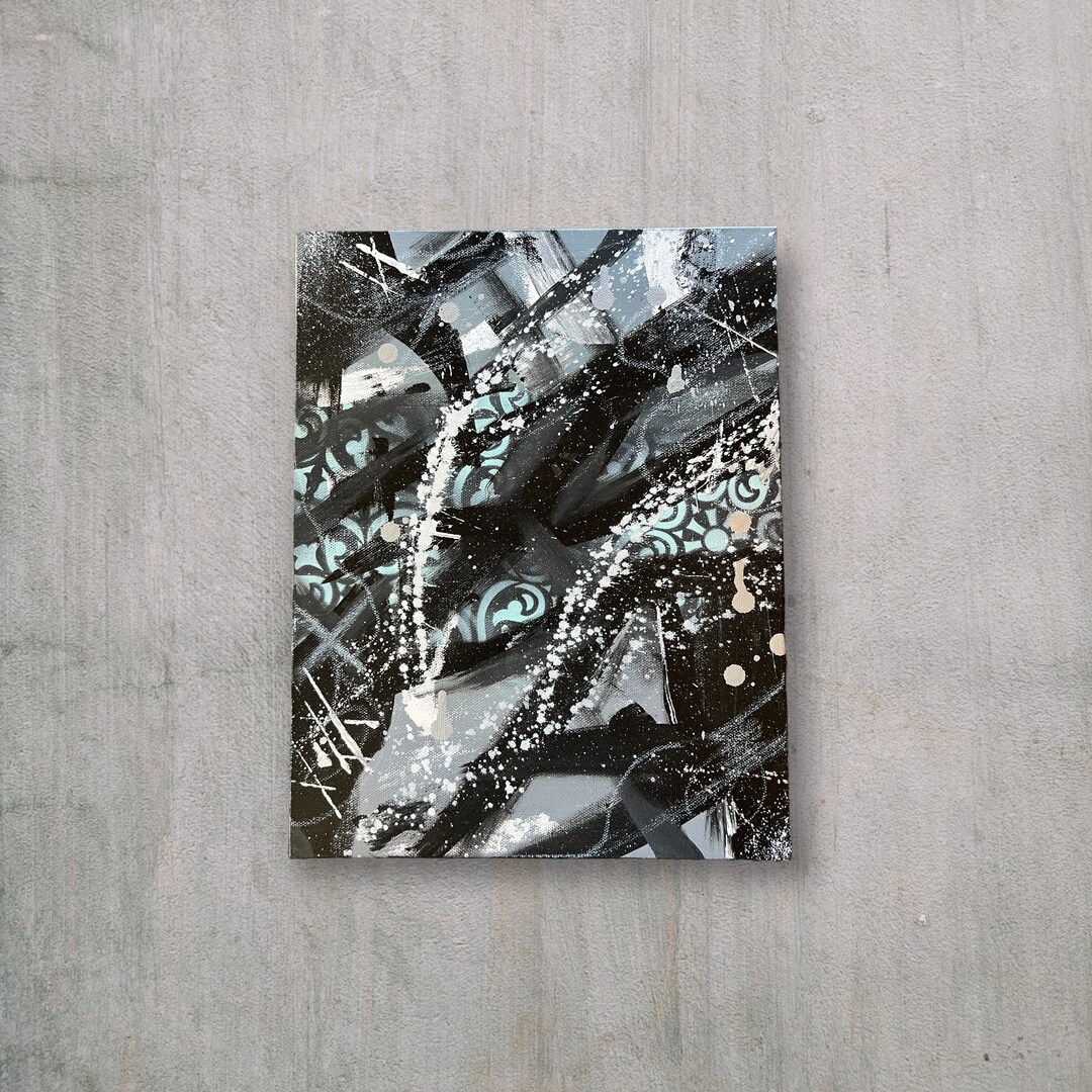 Dark Modern Abstract Art Painting • Small Abstract Canvas Wall Artwork ...