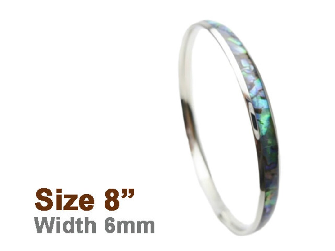 Hawaiian Design Natural Abalone Shell Stainless Steel Hawaiian Bangle ...