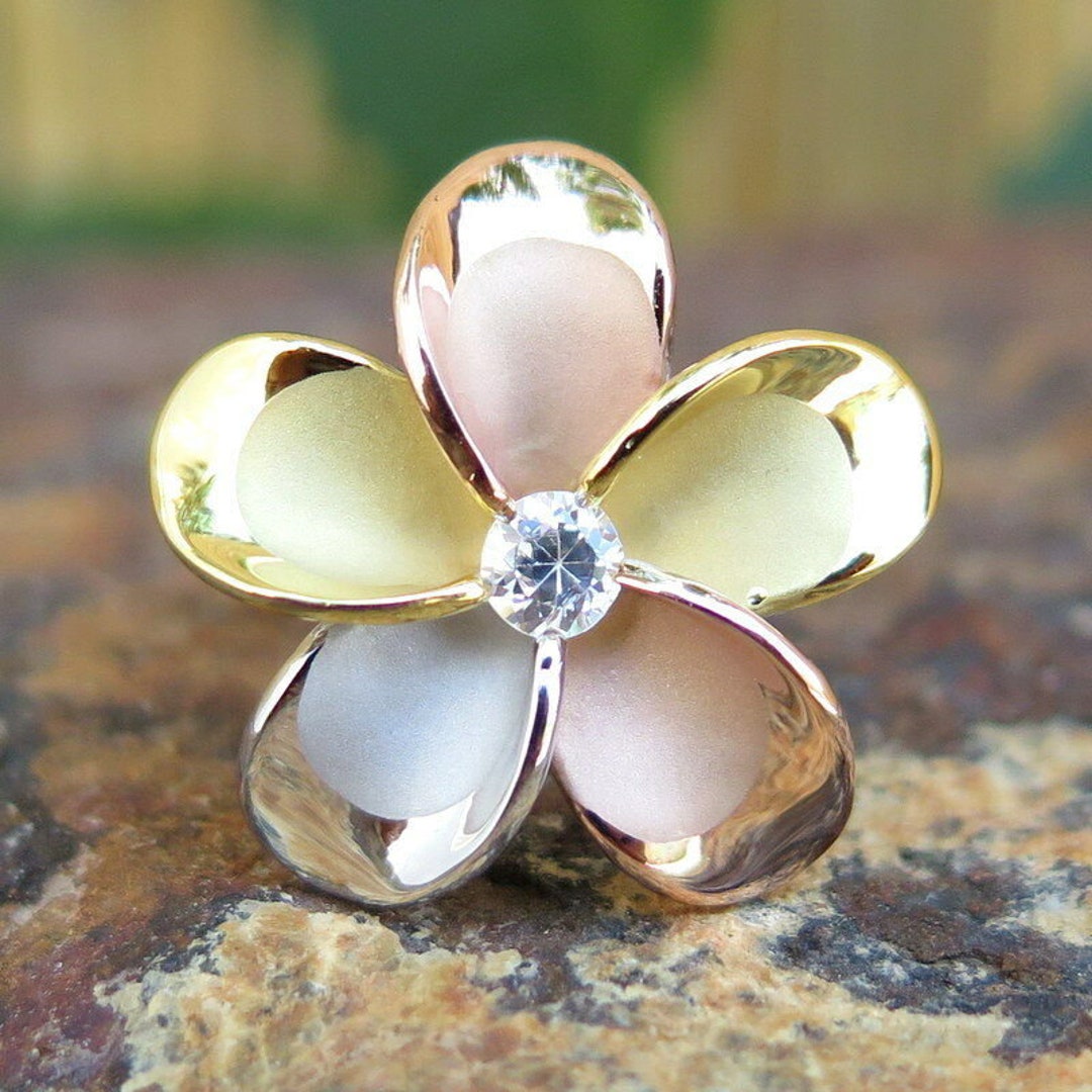 Hawaiian Design Jewelry 925K Sterling Silver Tri-color Gold Single ...