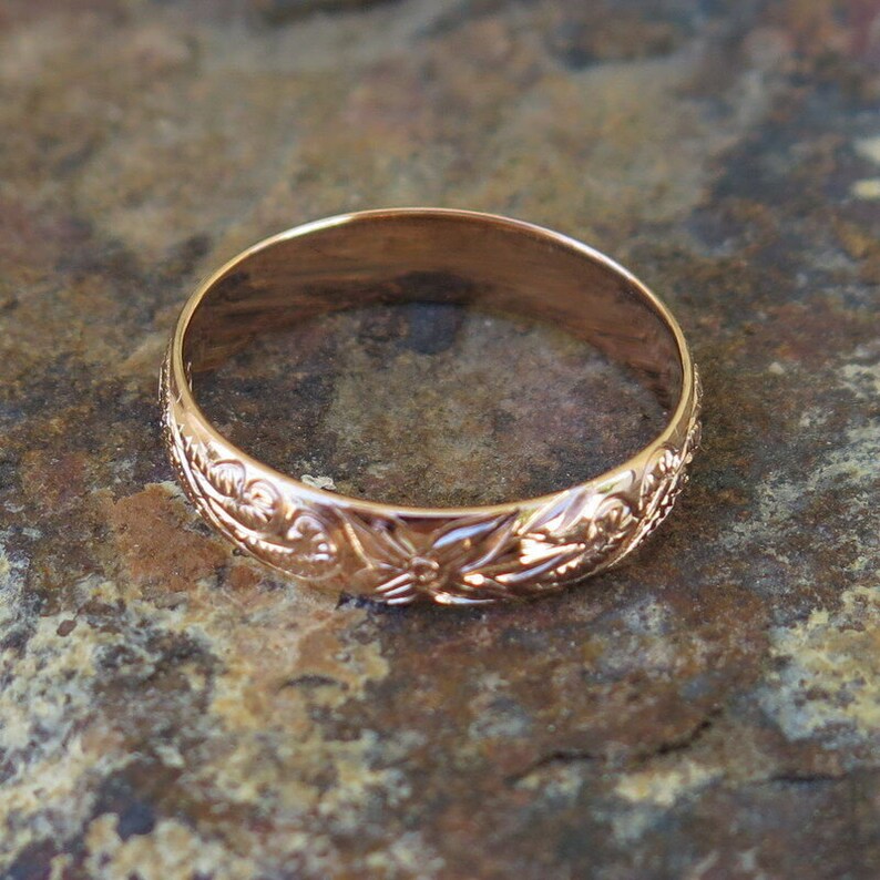 Hawaiian Design Pink Gold Plated Scroll Flower Jewelry Wedding | Etsy