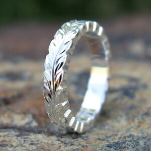 Hawaiian Design Jewelry 925K Sterling Silver Maile Leaf Wedding Ring ...