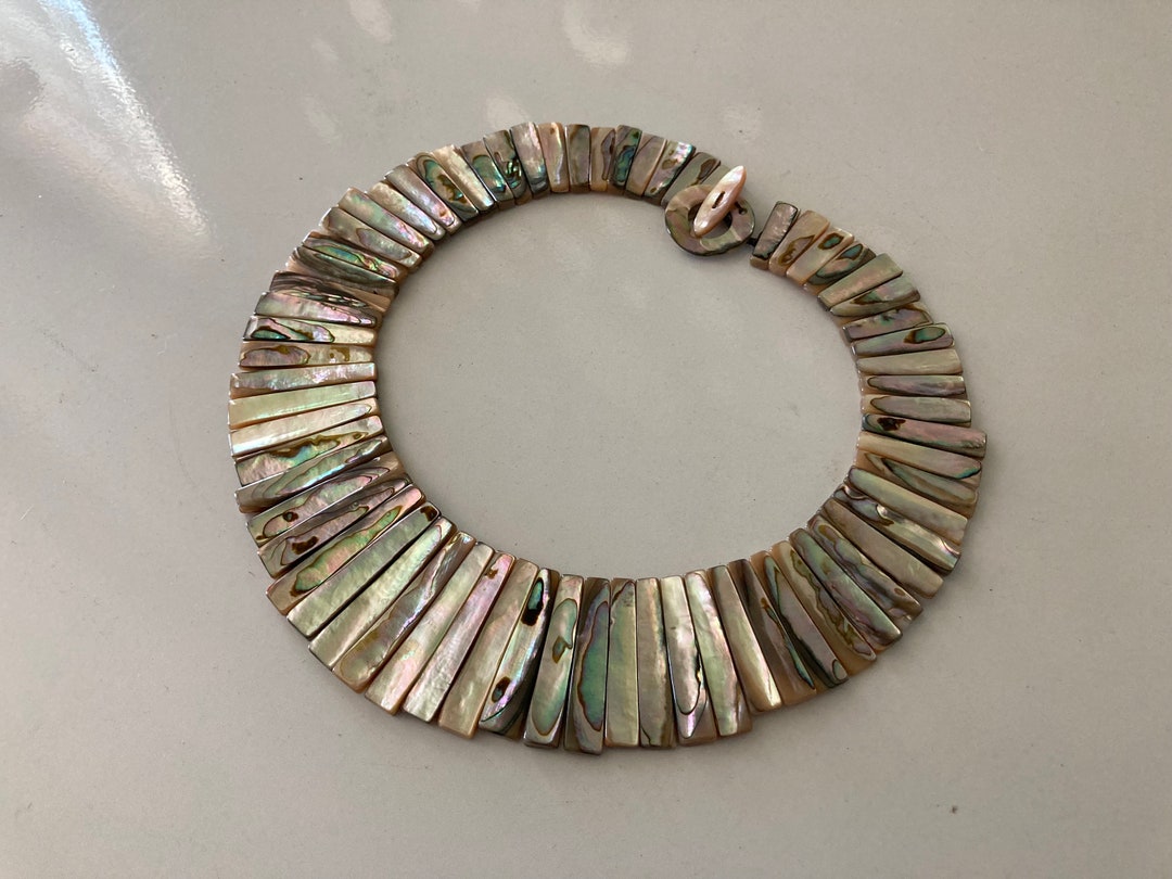 Gray Mother of Pearl Hawaiian Necklace Polynesian Tribal Natural Earthy ...