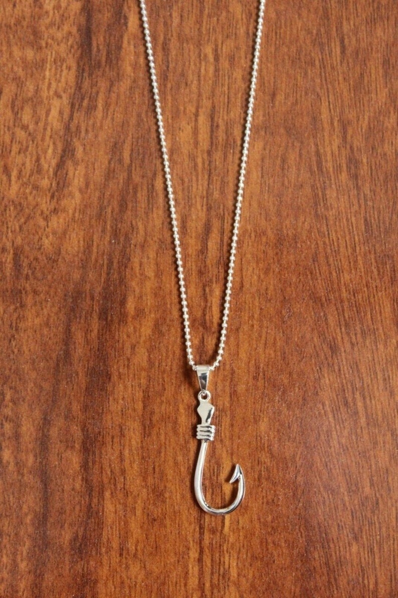 Hawaiian Jewelry Genuine 925 Sterling Silver Fish Hook Pendant | Etsy