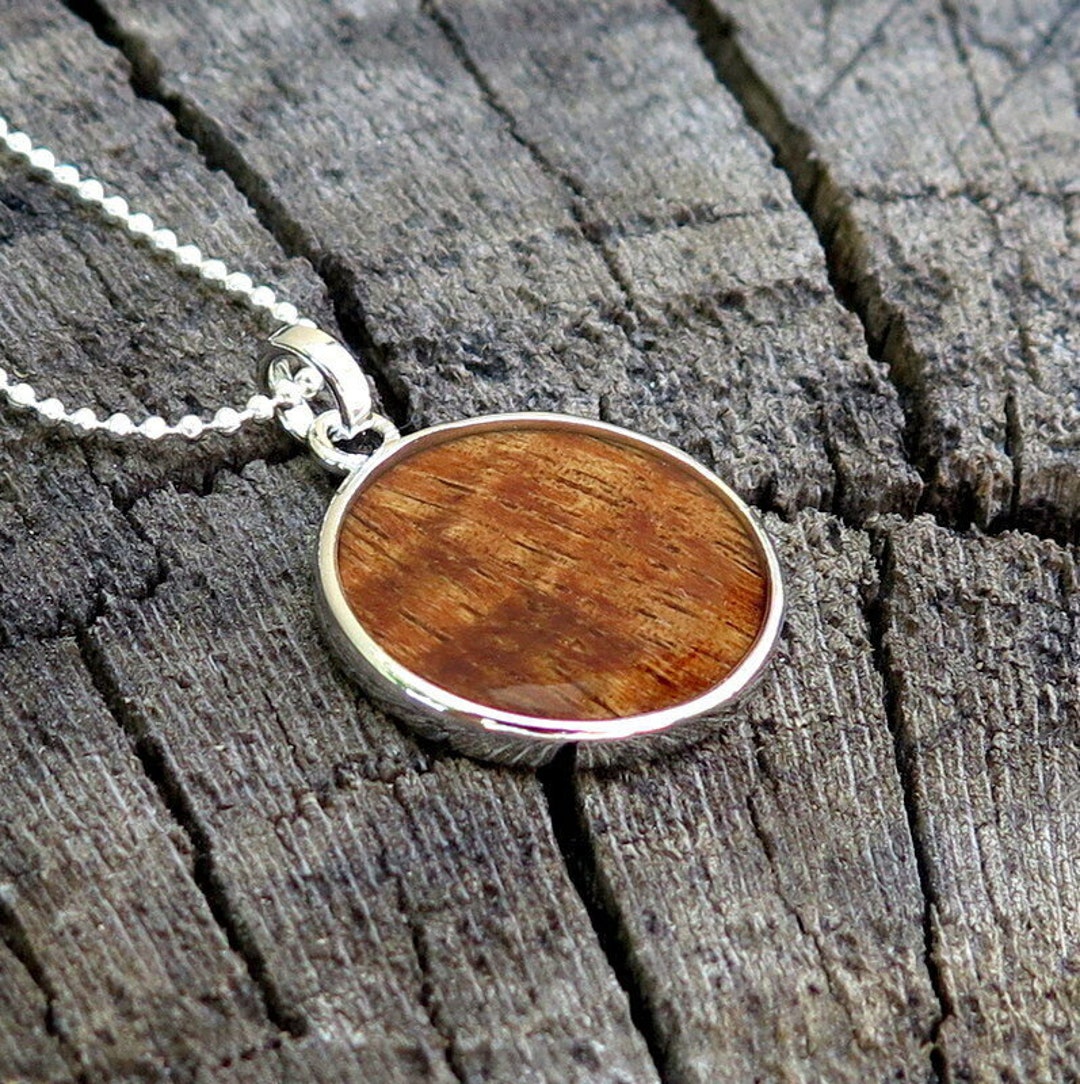 Koa Wood Tungsten Circle Jewelry Hawaiian Rhodium Plated Brass Hawaiian ...