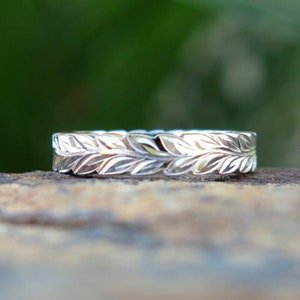 Hawaiian Design Jewelry 925K Sterling Silver Maile Leaf Wedding Ring ...