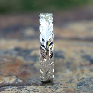 Hawaiian Design Jewelry 925K Sterling Silver Maile Leaf Wedding Ring ...