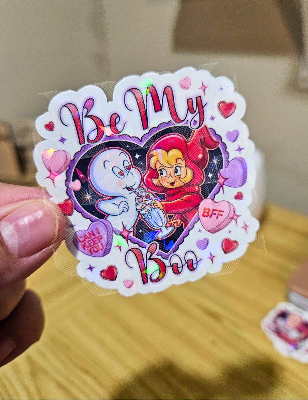 Valentine Ghost Holographic Sticker: Be My Boo - Etsy
