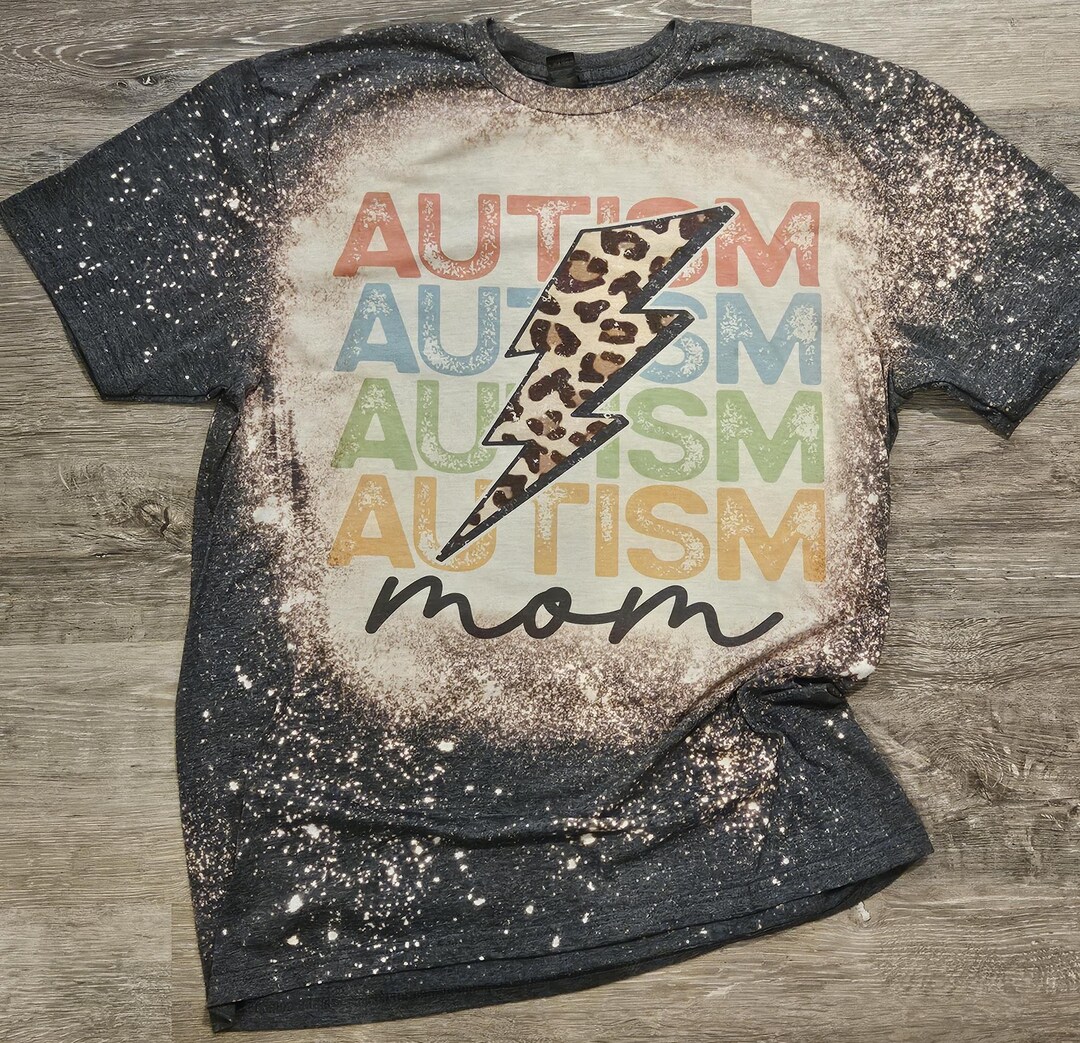 Autism Mom, Autism Awareness Dark Heather Sublimated Bleached Unisex ...