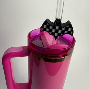 Checkered Bat, Halloween Bat, 3D Printed Straw Topper, Fits Stanley ...