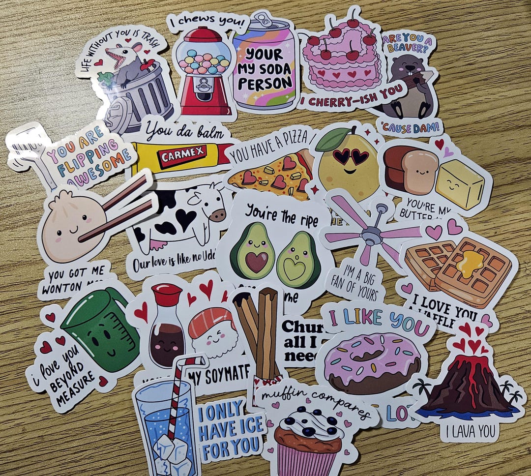 Valentine Puns Vinyl Laminated 20 Pack Stickers, Sticker Valentine ...
