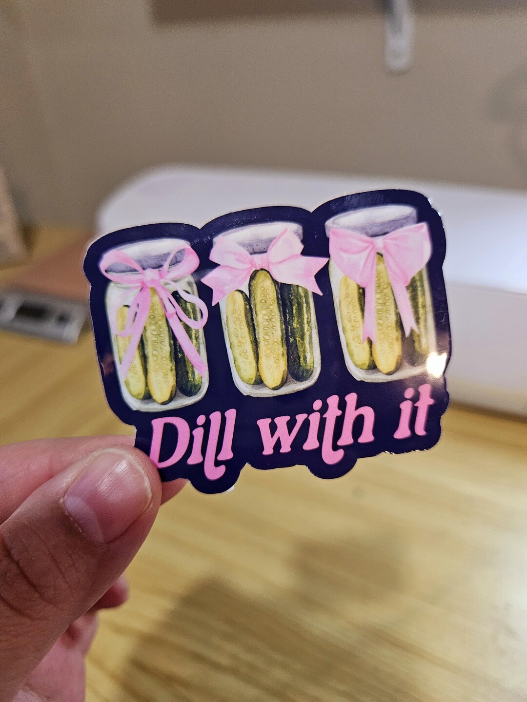 Dill With It, Dill Pickle Themed Laminated Stickers, Laminated Sticker ...