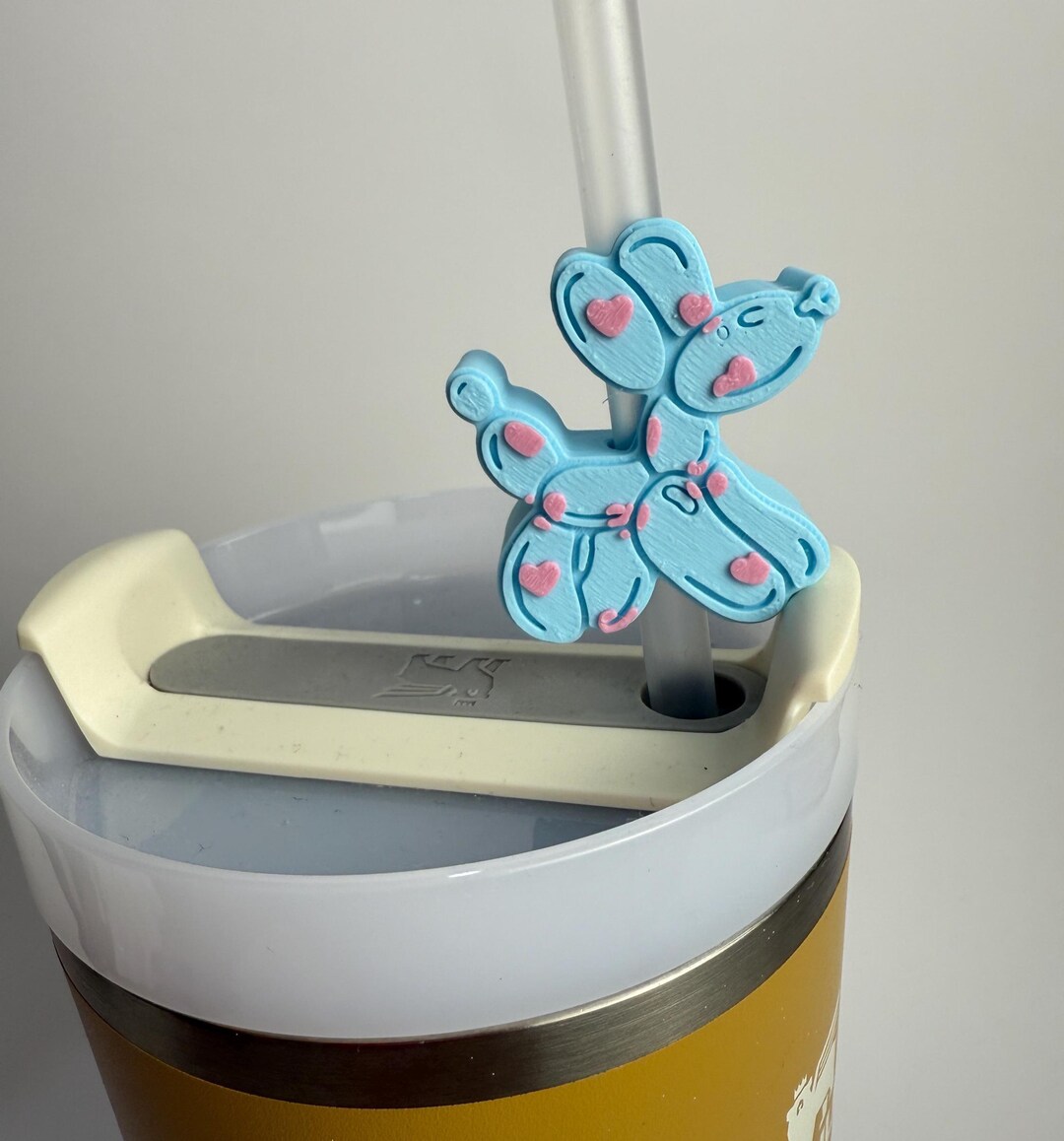3D Printed Heart Balloon Dog Straw Topper: Fits Stanley 10mm Straws ...