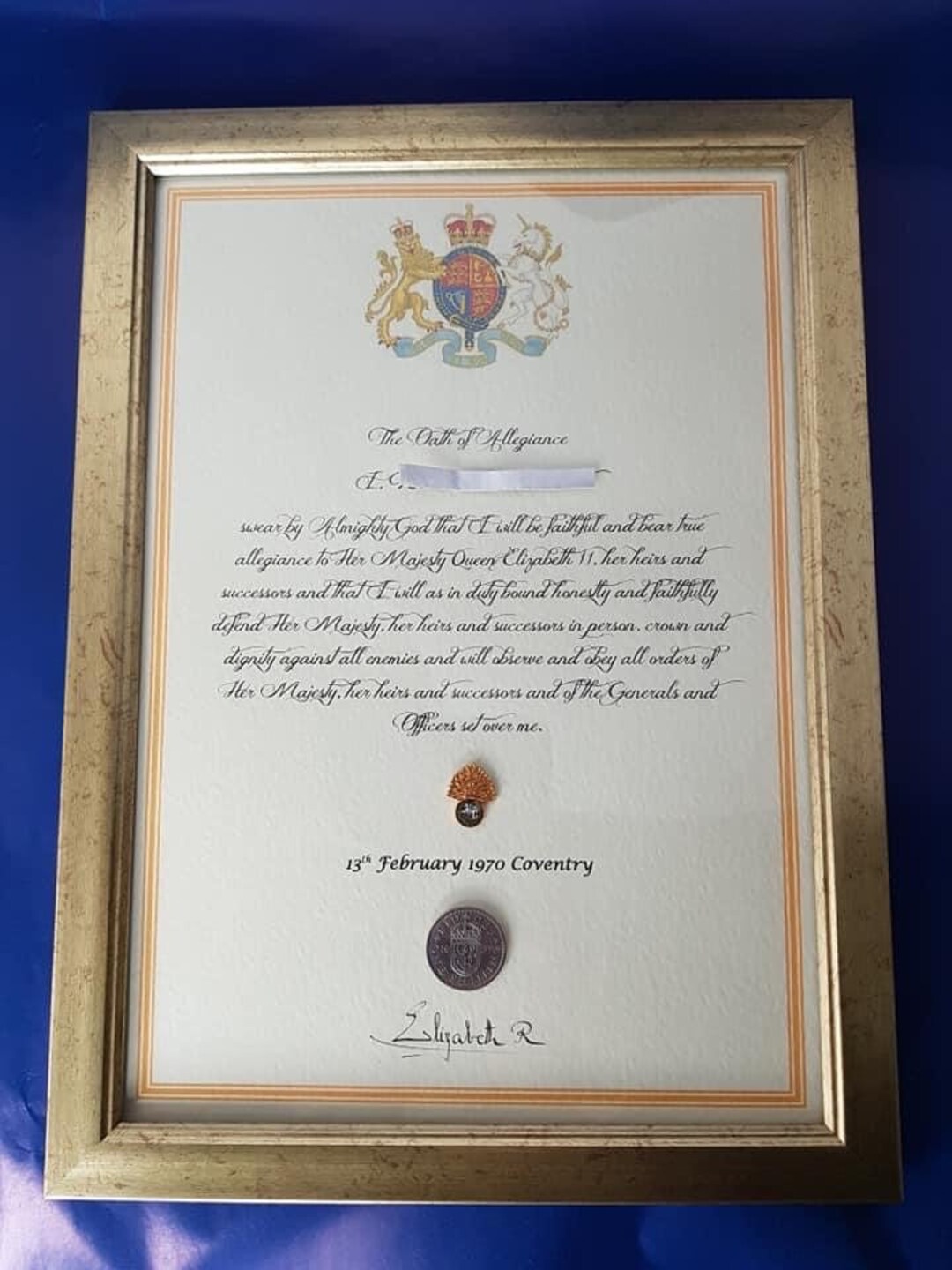 Royal Regiment of Fusiliers Framed Oath of Allegiance - Etsy UK