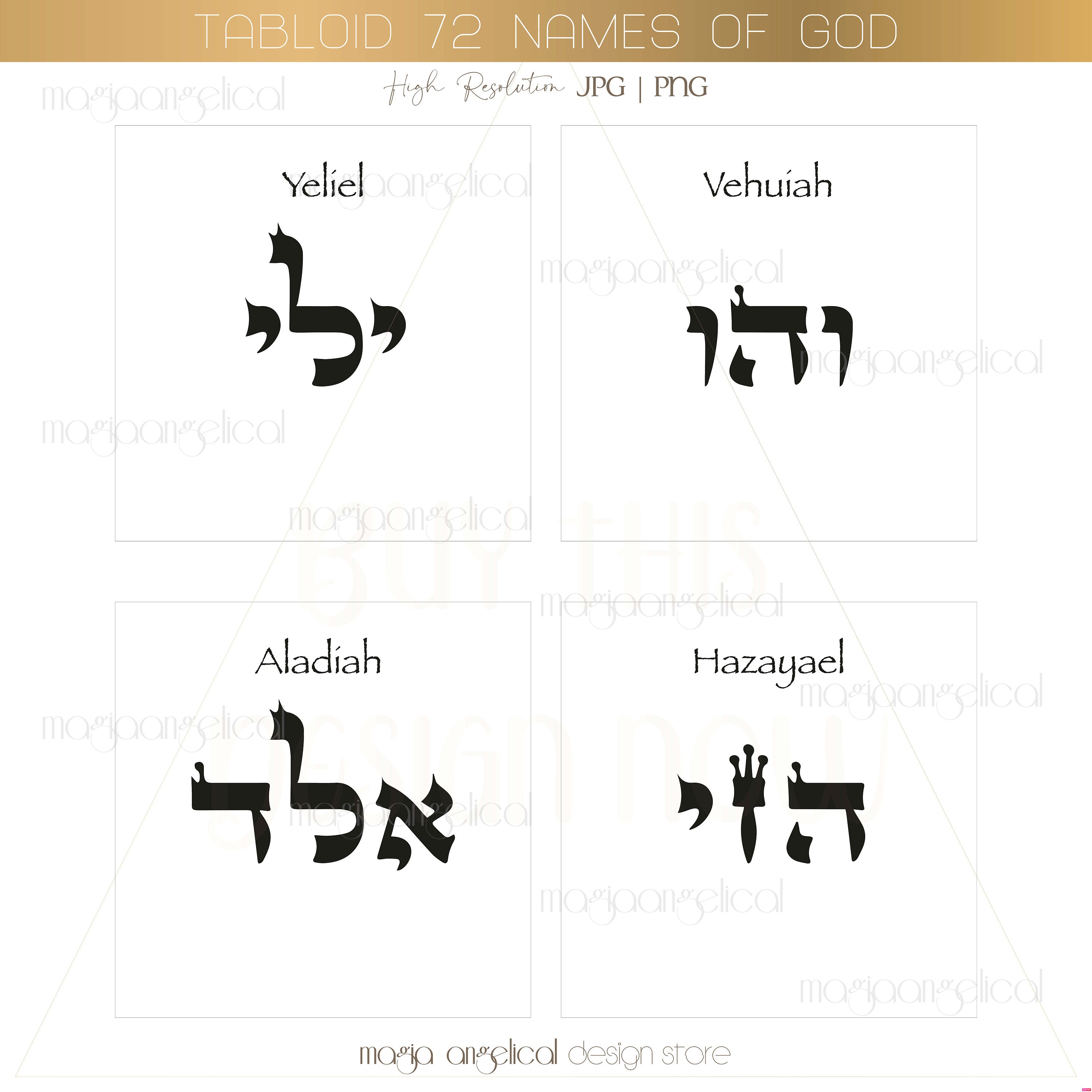 72 Names of God Print High Resolution JPG and PNG 72 Symbols Names of God Sacred Names - Etsy