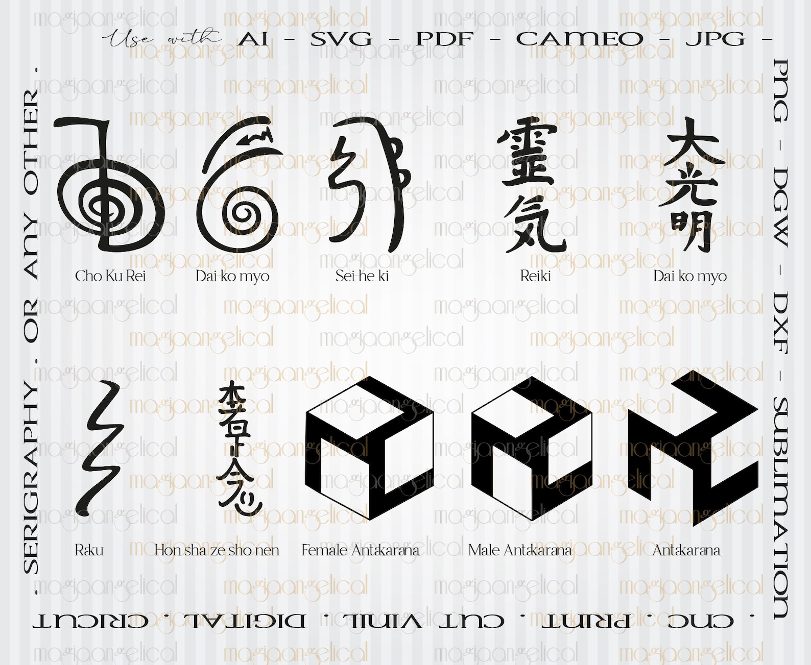 Reiki Símbolos vector Símbolos Sanación, Symbol Reik, AI, svg, dwg, pdf ...