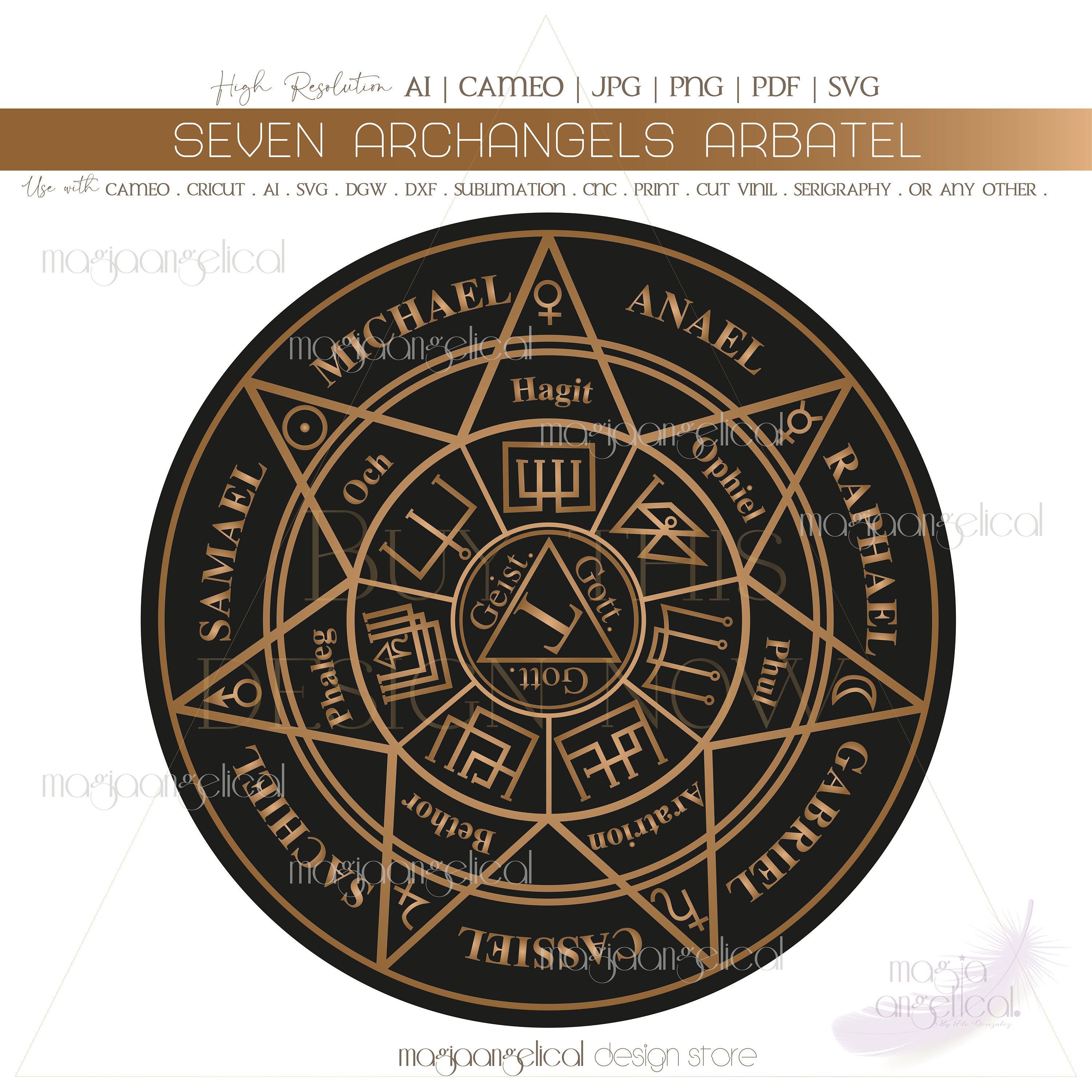 Seal of the Seven Archangels ARBATEL, Seal of Solomon Kabbalah - Etsy