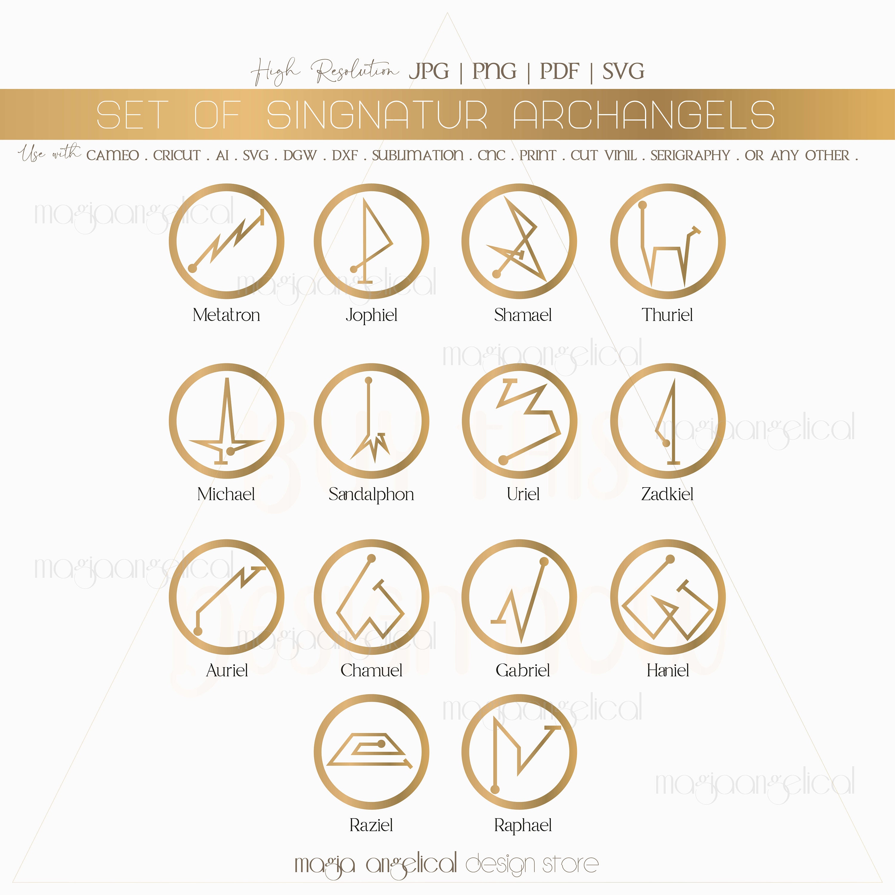 Signatures of the archangels, editables vector firmas arcángeles ...