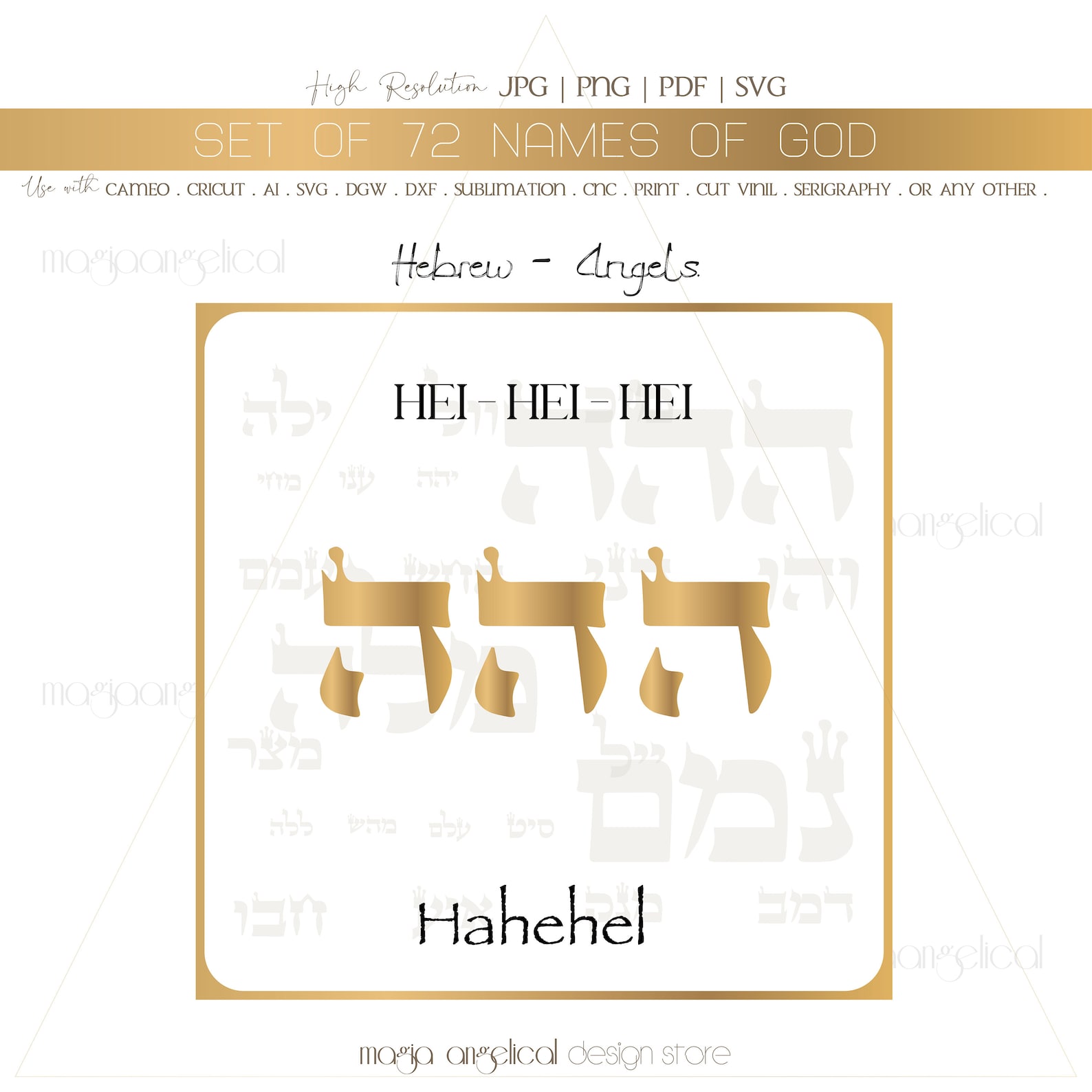 72 Names of God, Kabbalah, 72 Angels of God, Editable Vector Names of ...