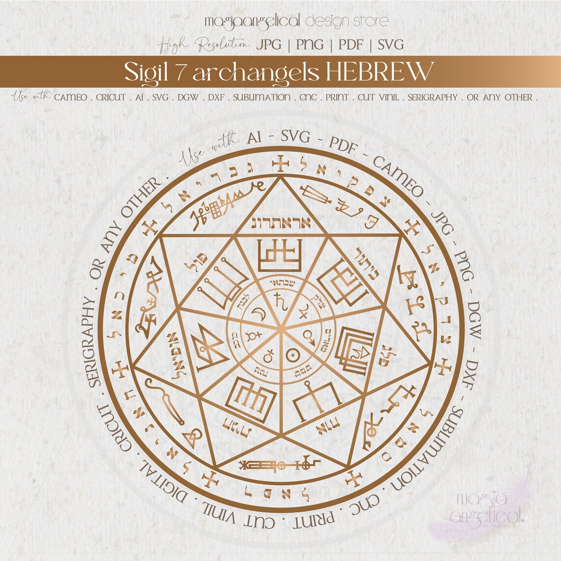 Sigil Hebrew 7 Archangels , Vector Seal of Power of the 7 Archangels ...