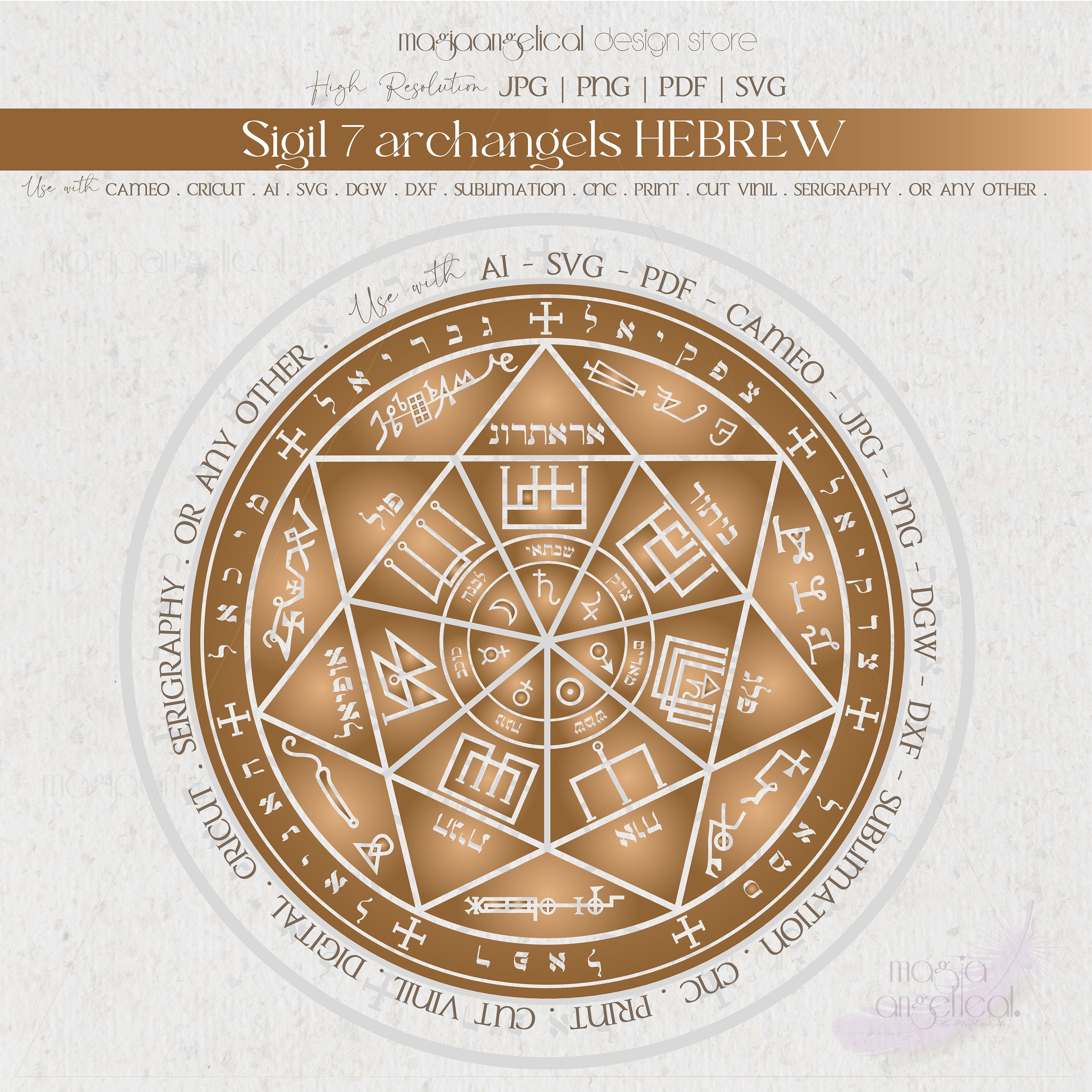 Sigil Hebrew 7 Archangels , Vector Seal of Power of the 7 Archangels. Powerful Magical ...