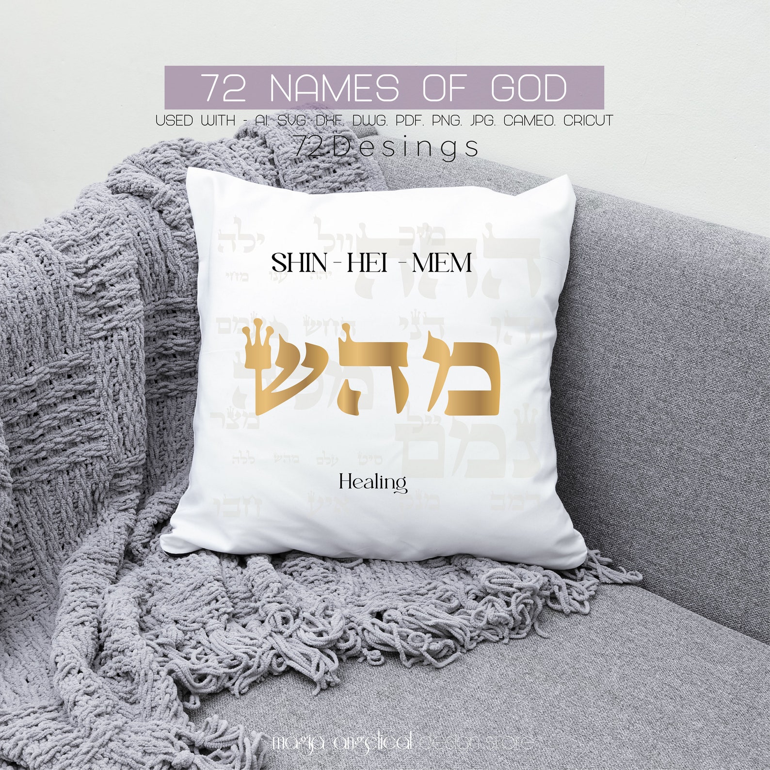 72 Names of God, Kabbalah, 72 Angels of God, Editable Vector Names of God and 72 Power Angels ...