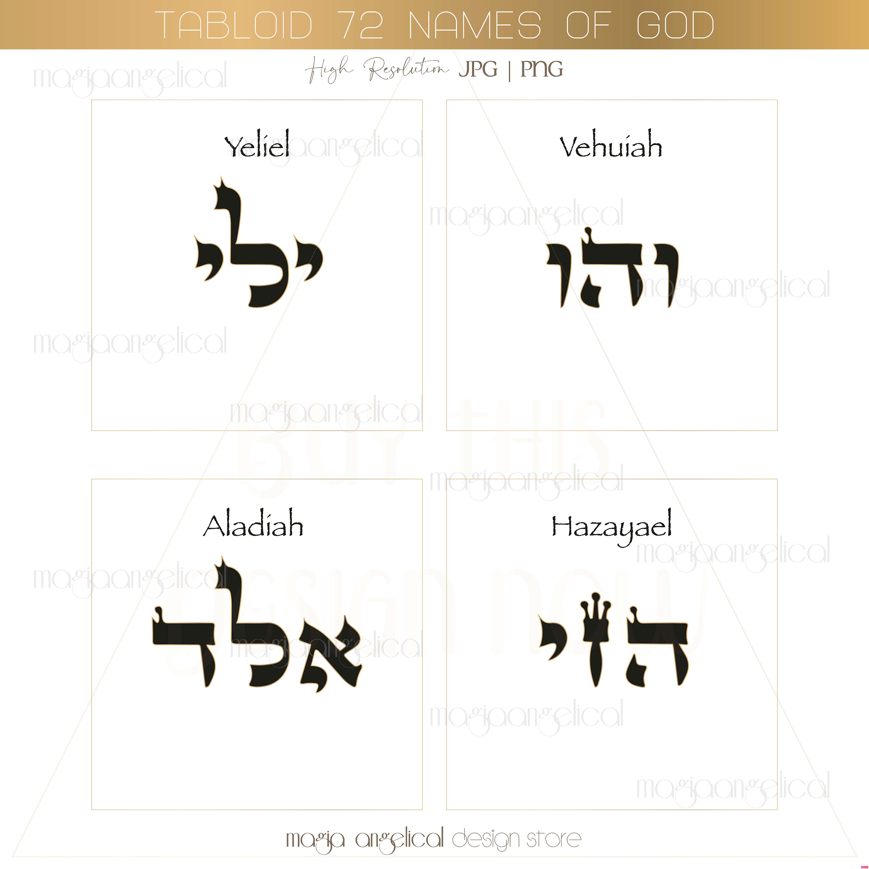72 Names of God Print High Resolution JPG and PNG 72 Symbols Names of God Sacred Names - Etsy