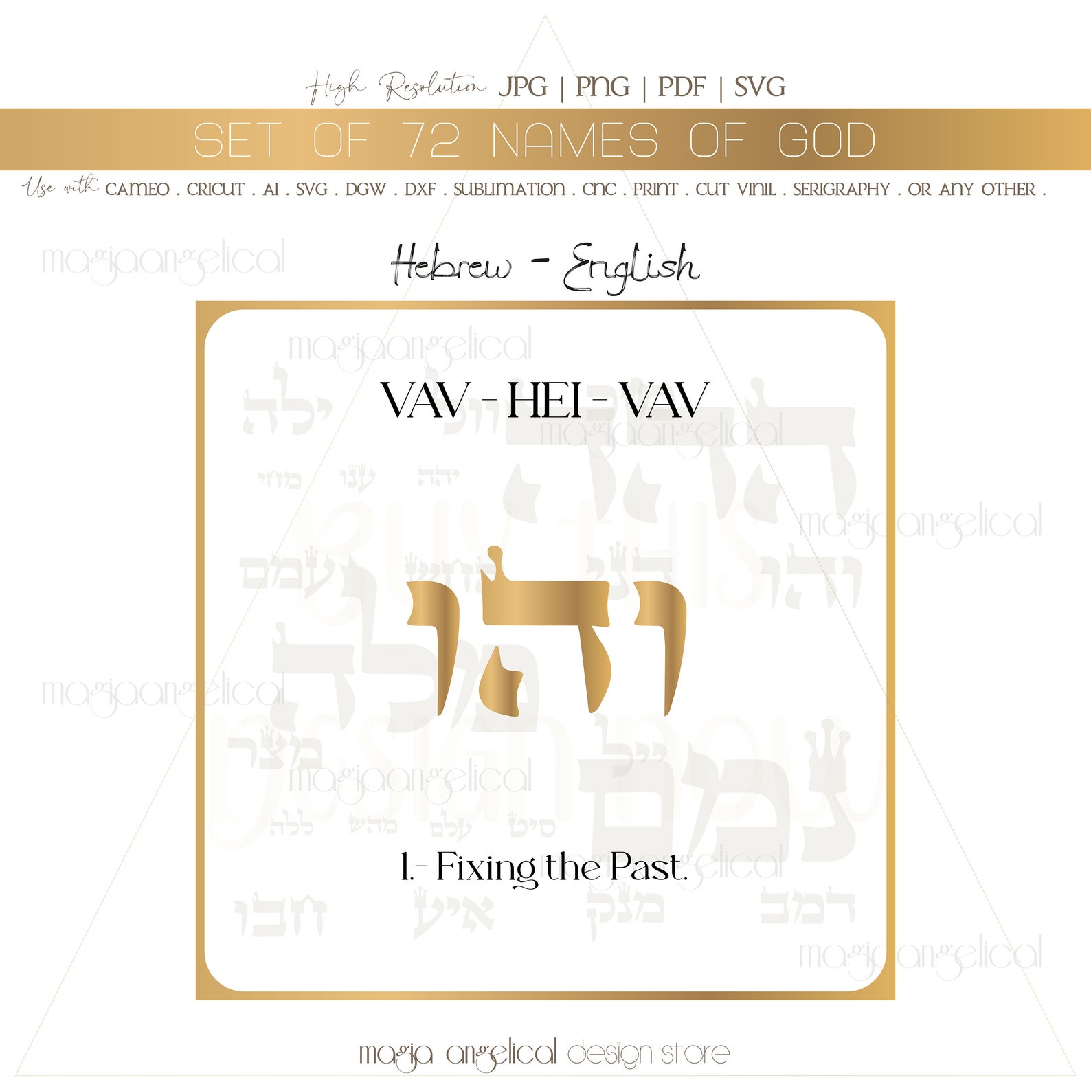 72 Names of God, Kabbalah, 72 Angels of God, Editable Vector Names of ...