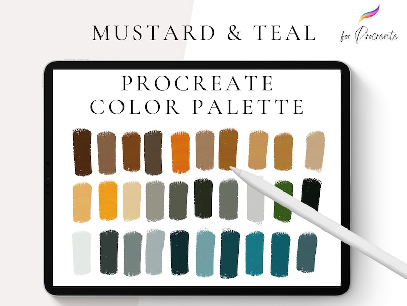 Mustard & Teal Procreate Color Palette, Procreate Color Swatches ...