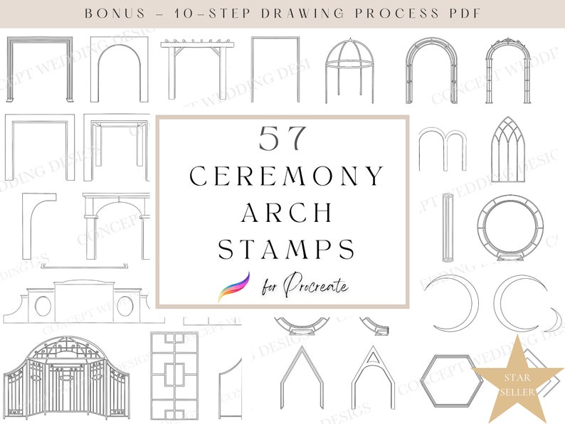 57 Wedding Ceremony Arch Procreate Stamps | Procreate Wedding ...