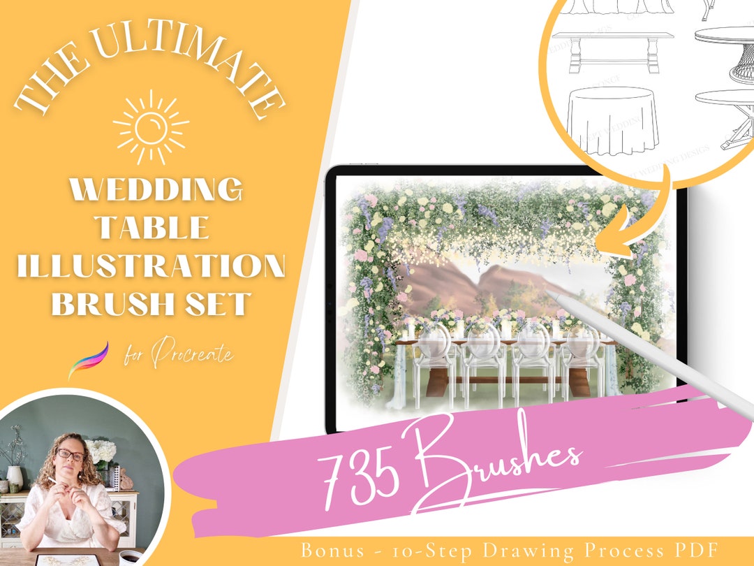 Procreate Wedding Table Brushes, 735 Procreate Wedding Stamps ...