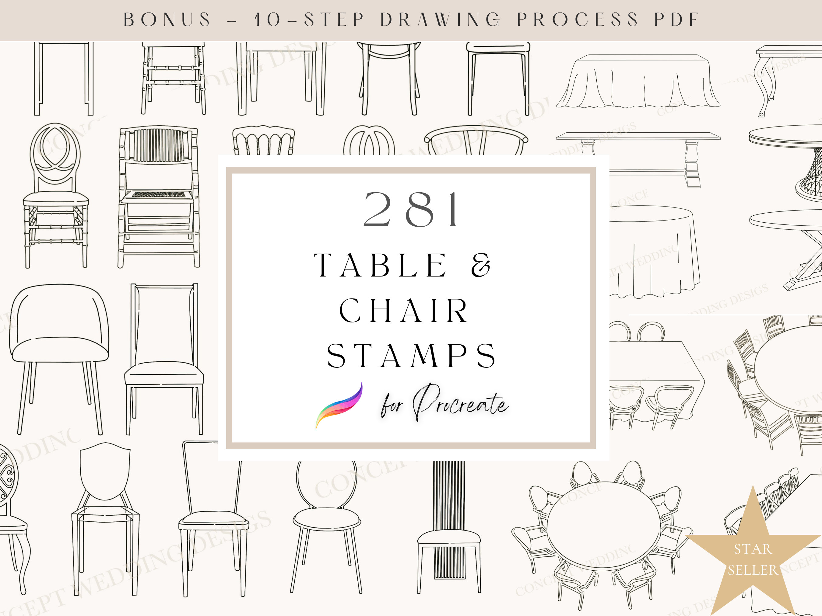 281 Procreate Dining Stamps, Procreate Interior Design, Procreate ...