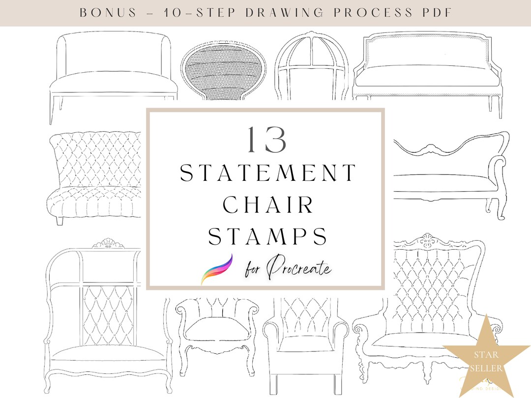 13 Statement Chair Procreate Stamps, Procreate Brushes, Wedding ...