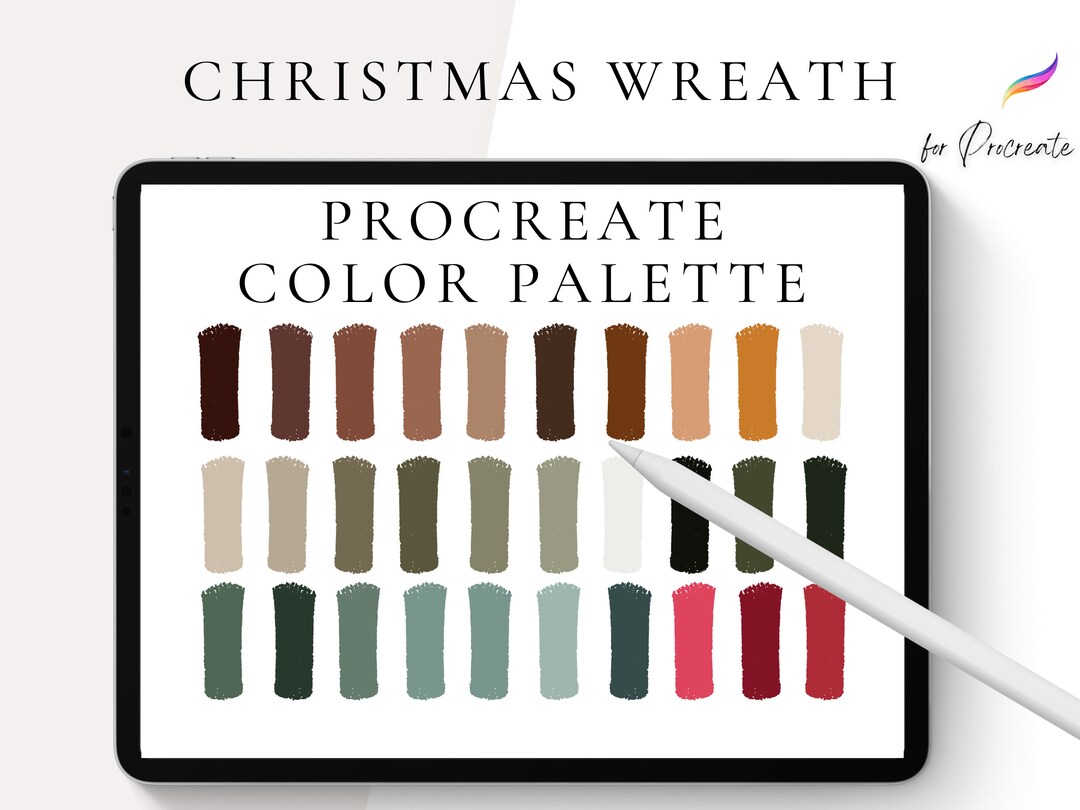 Christmas Wreath Procreate Color Palette, Color Combinations, Procreate ...